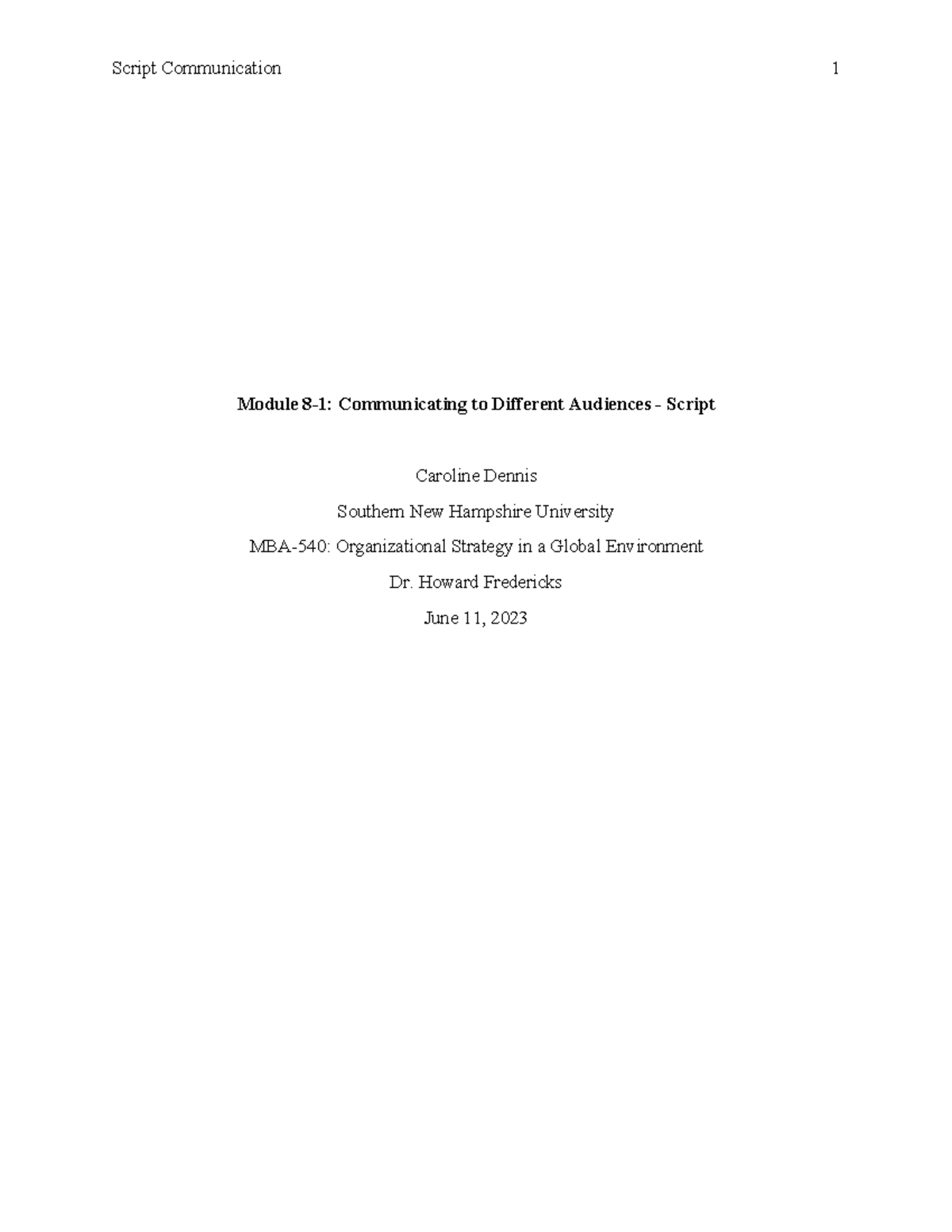 Module 8-1 - Script Communication - Script Communication 1 Module 8-1 ...