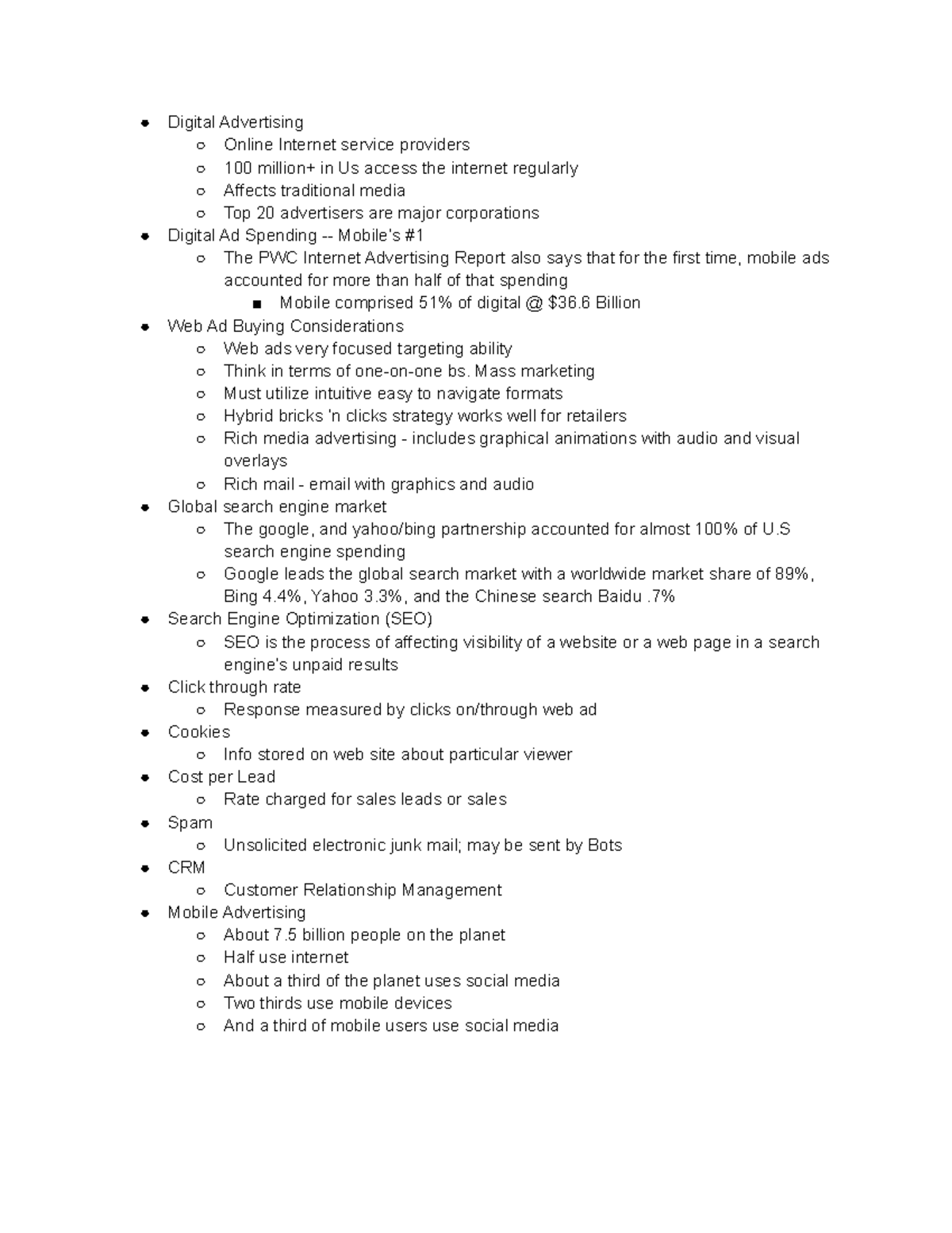 Marketing Digital Media Notes - Digital Advertising Online Internet ...