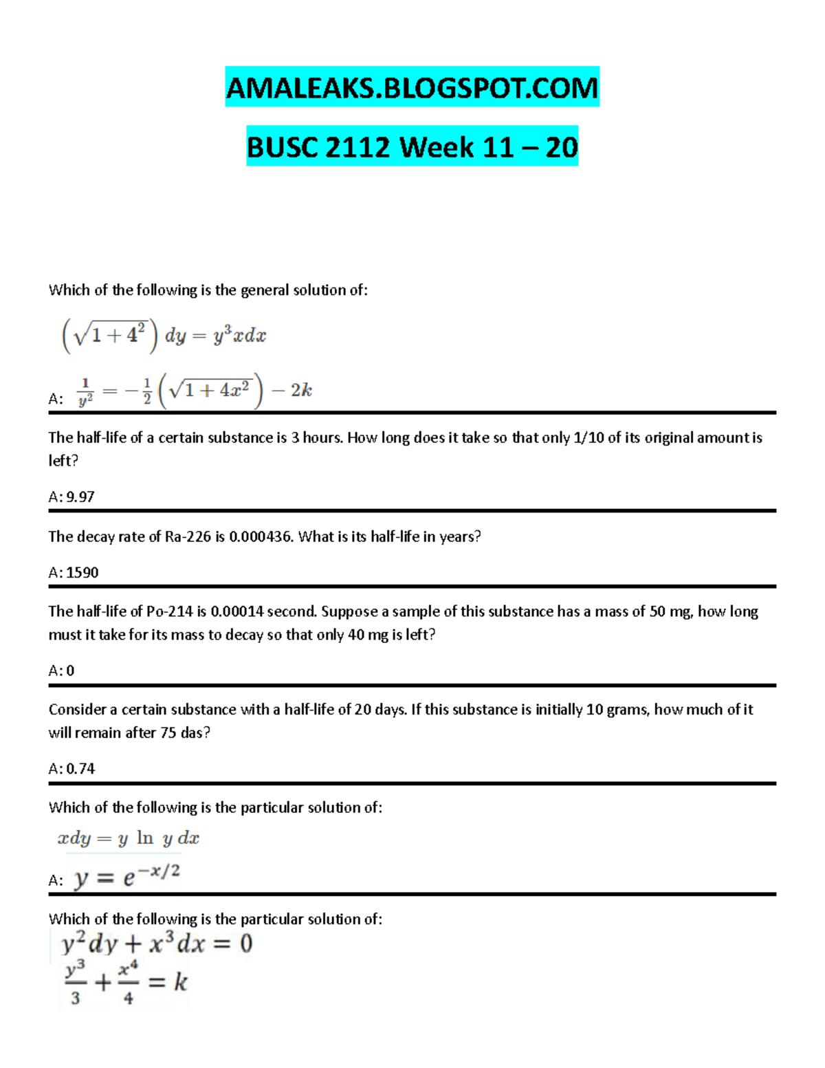 [ Amaleaks. Blogspot.COM] BUSC2112 Week 11-20 - AMALEAKS.BLOGSPOT BUSC ...