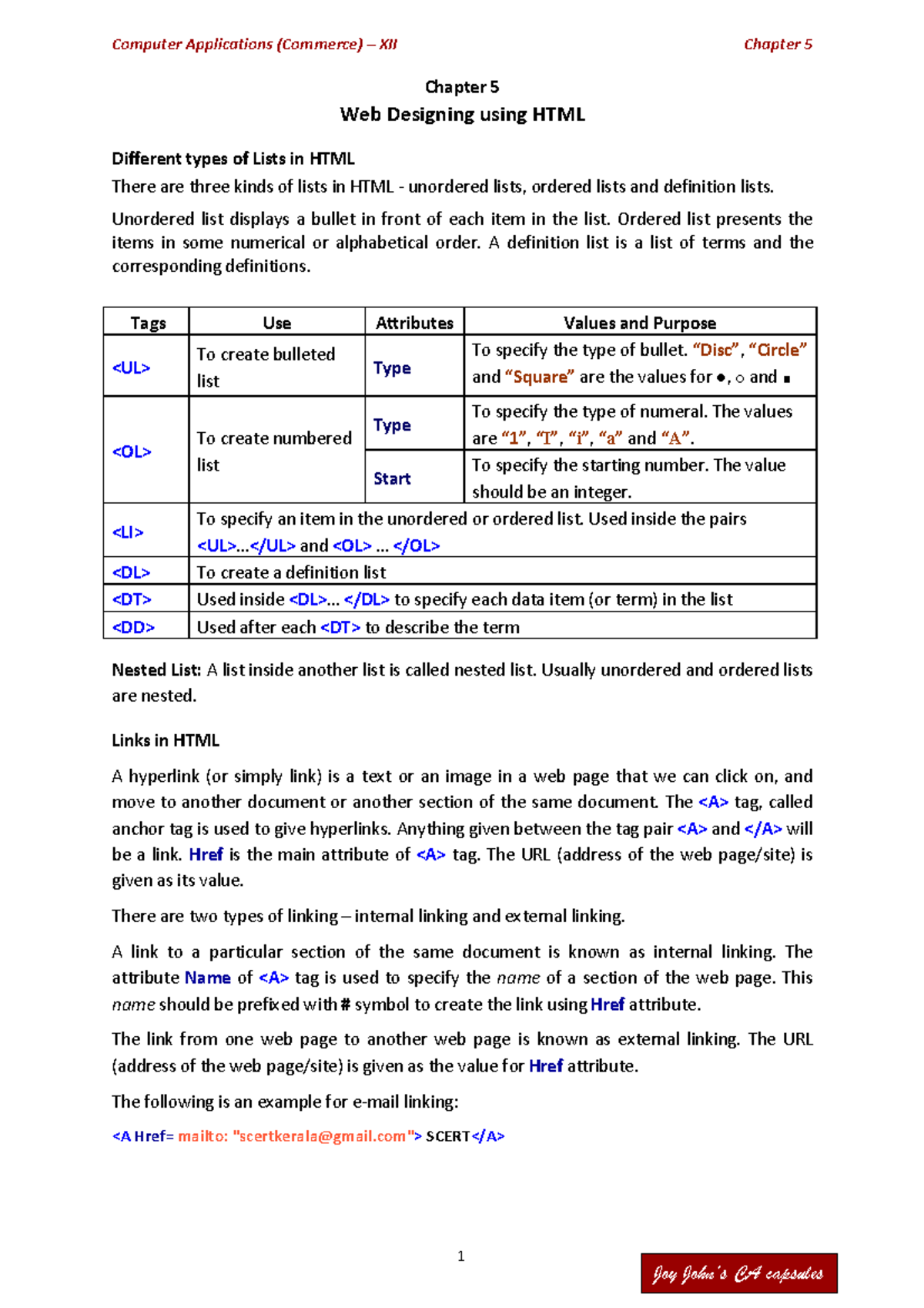 HSSLi VE-XII-CA-Chapter 5-Web-Designing -using HTML-Joy-john - 1 ...