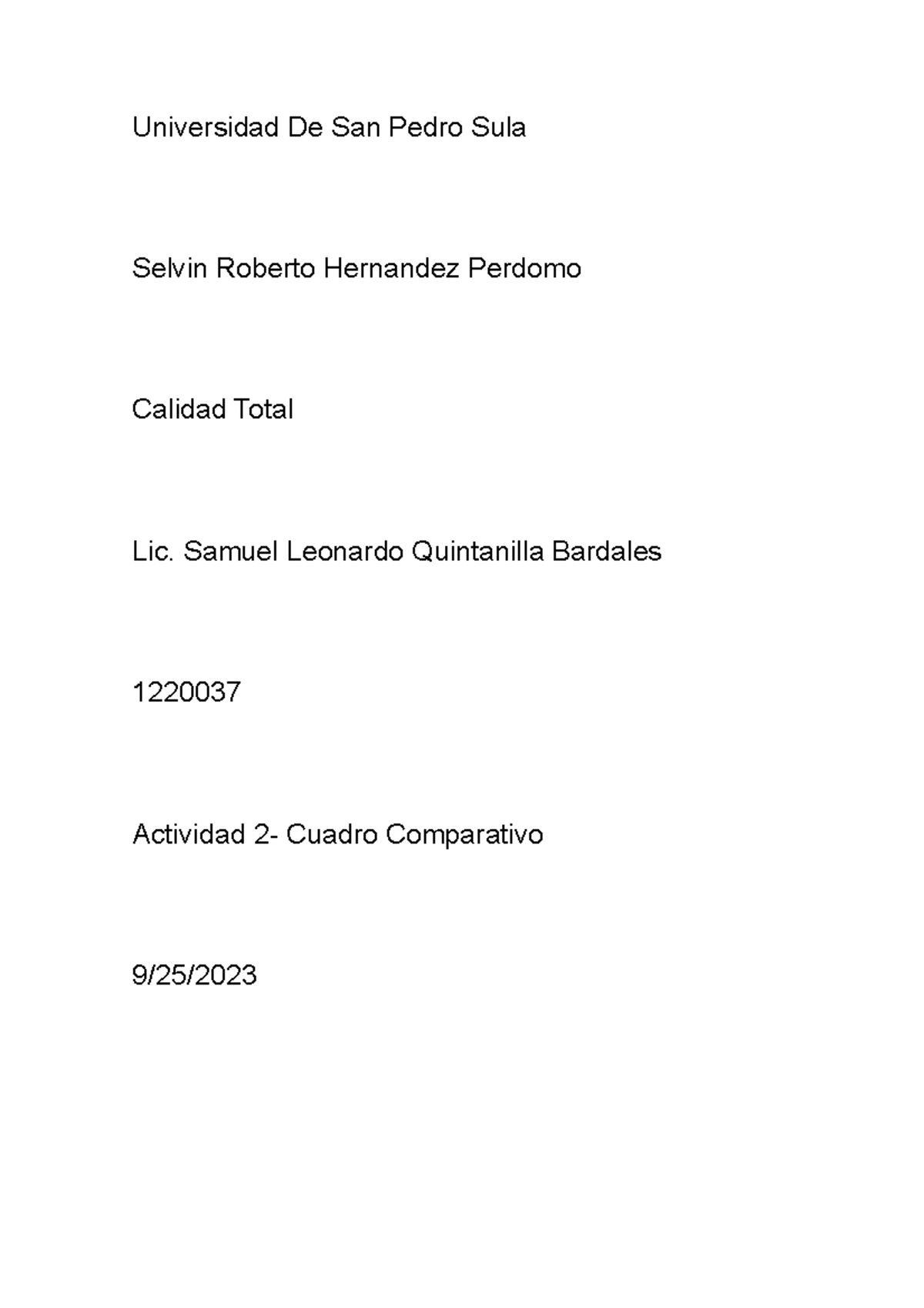 Hernandez Selvin Actividad 2 - Universidad De San Pedro Sula Selvin ...