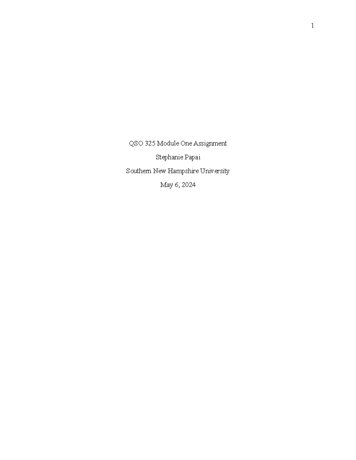 QSO 325 Module One Assignment - QSO 325 Module One Assignment Stephanie ...