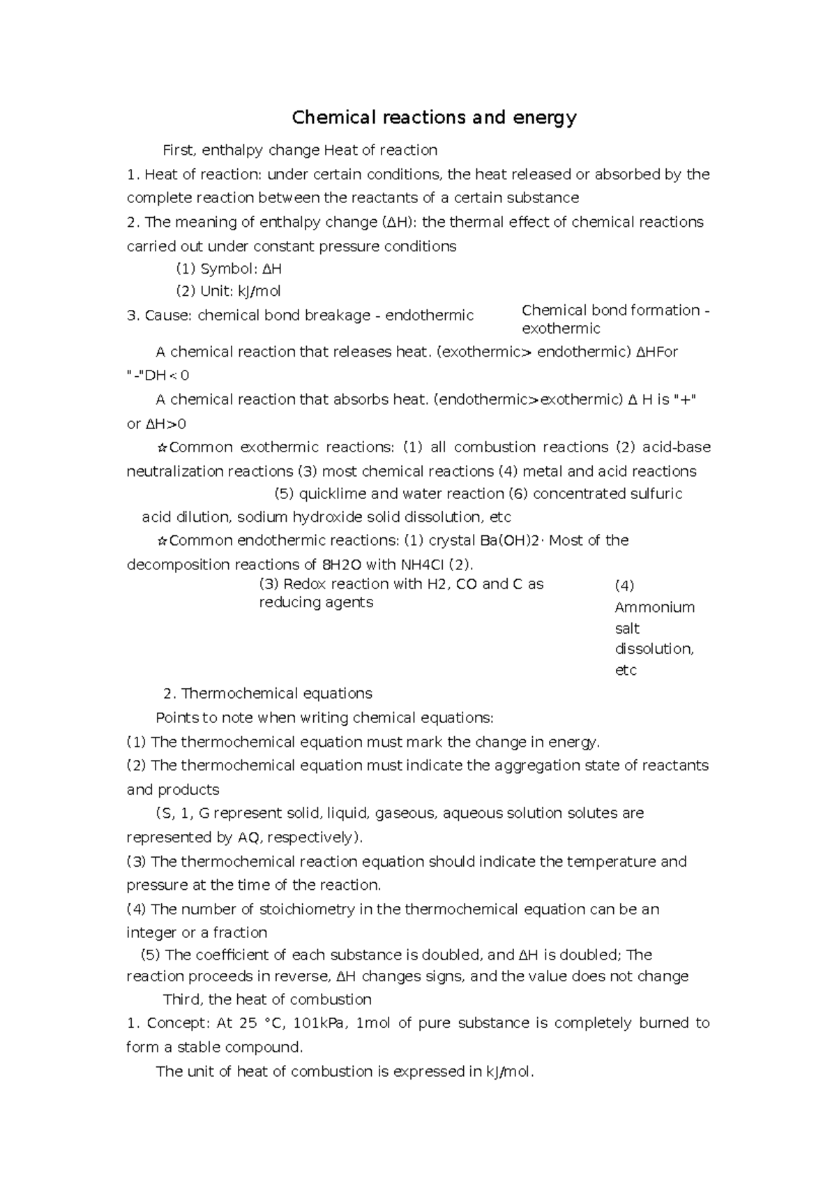 Chemical reactions and energy - Chemical reactions and energy First ...