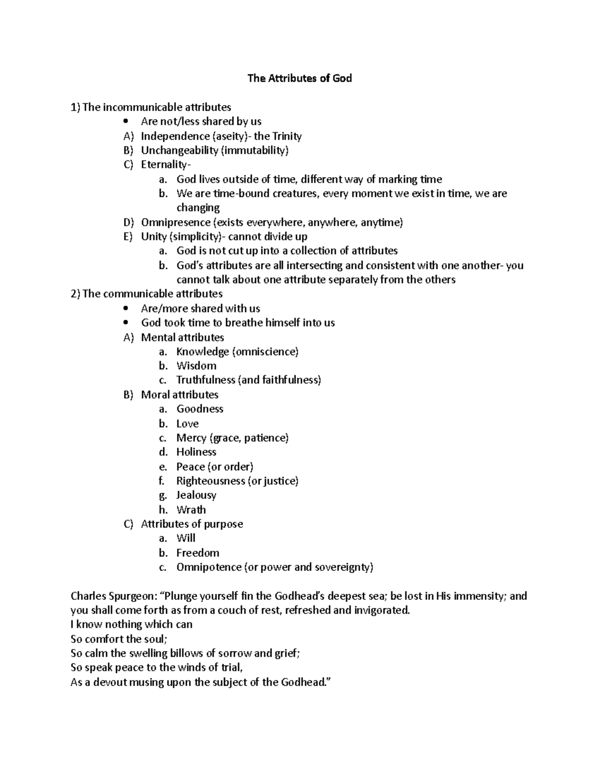 Christian Faith- The Attributes of God - The Attributes of God The ...