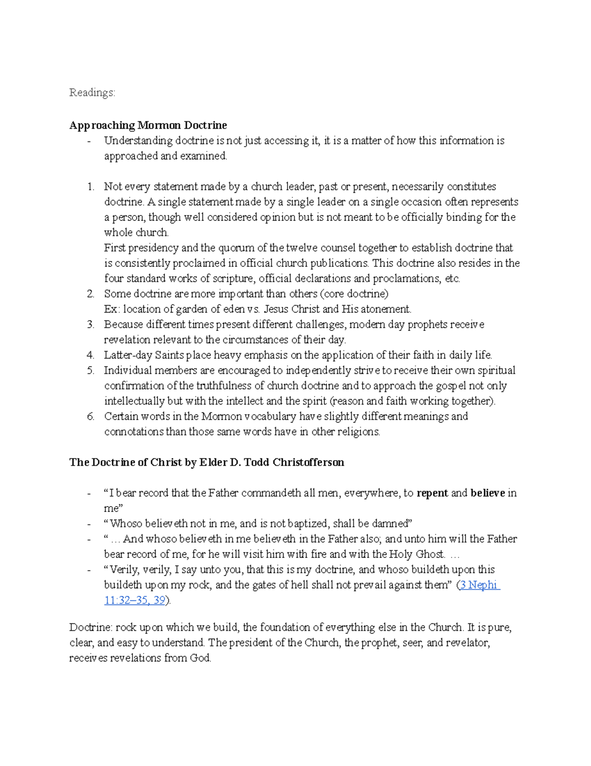 REL C 225 Notes - Professor Casey Griffiths - Readings: Approaching ...