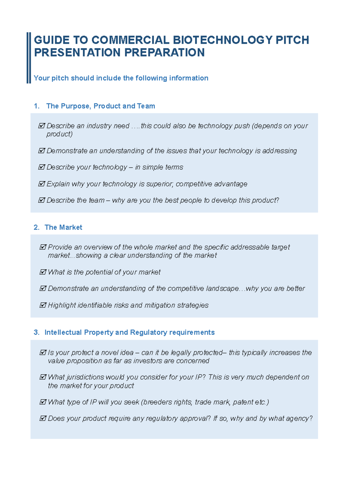 Commercial Biotech - Business Pitch Guide - GUIDE TO COMMERCIAL ...