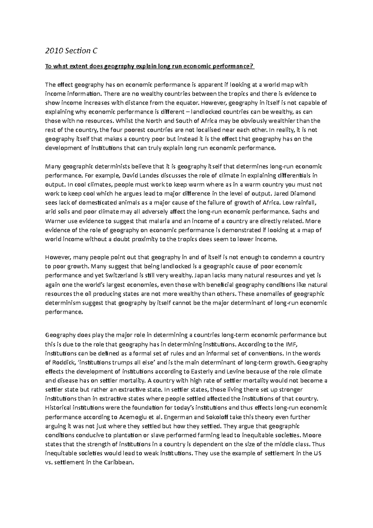 EH101 2010 section C essay examples - 2010 Section C To what extent ...