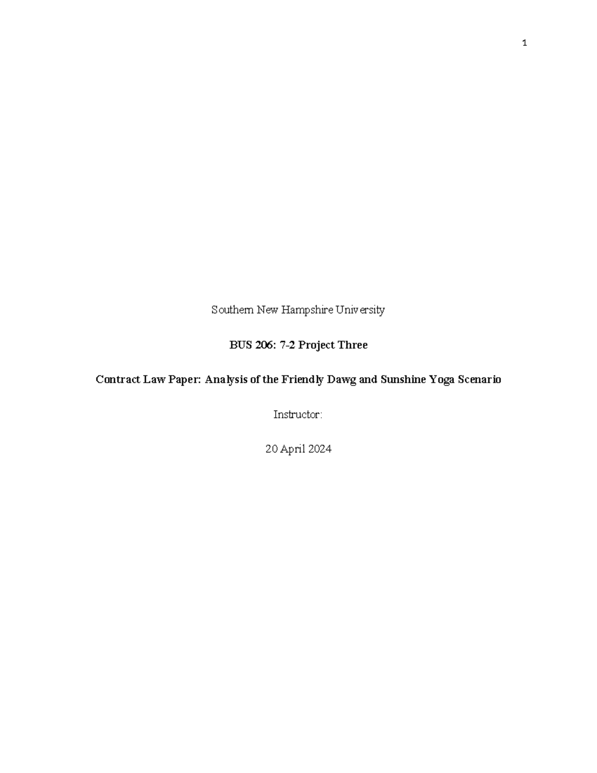 7-2 Project 3 - Contract Law - Southern New Hampshire University BUS ...