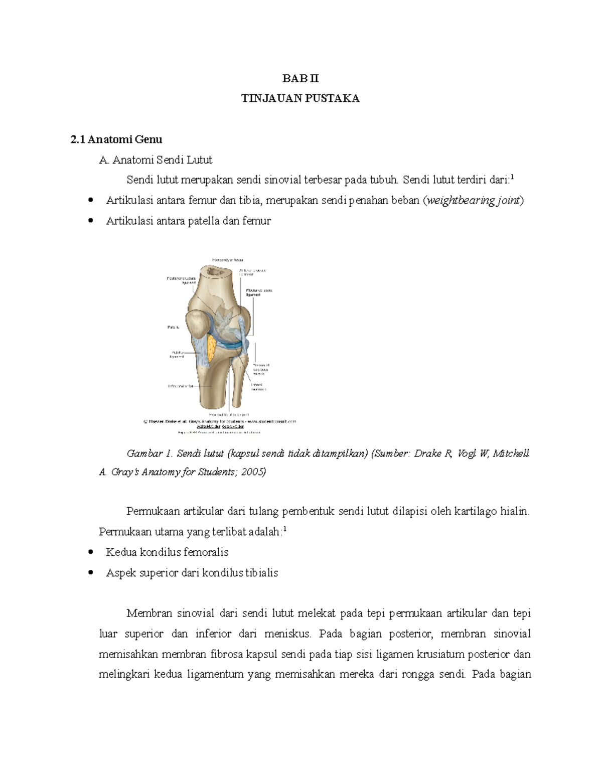 Refrat genu valgum BAB II - BAB II TINJAUAN PUSTAKA 2 Anatomi Genu A ...