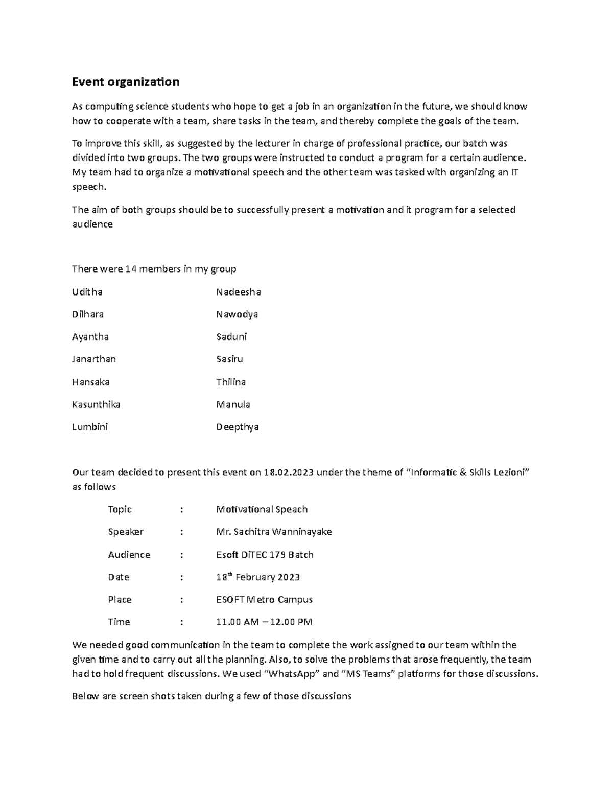 Task 1 Pp Assignment Task 1 Event Organization As Computing Science 7459