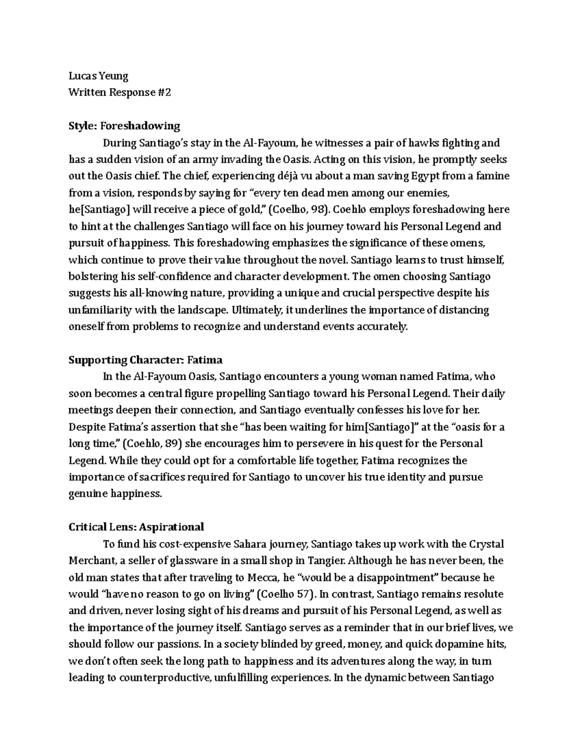 2nd writing response - Lucas Yeung Written Response # Style ...