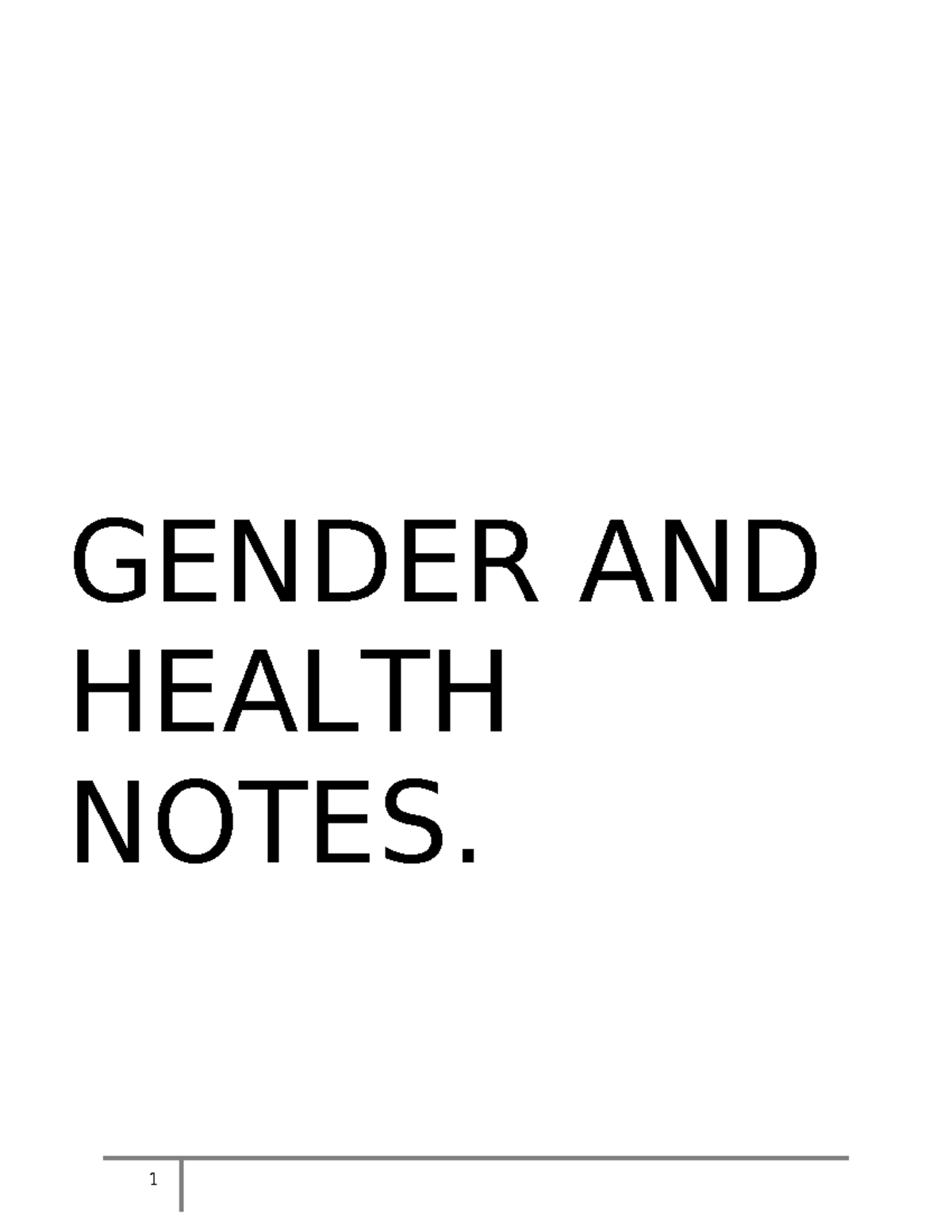 Gender AND Sexual Health Lecture Notes - GENDER AND HEALTH NOTES ...