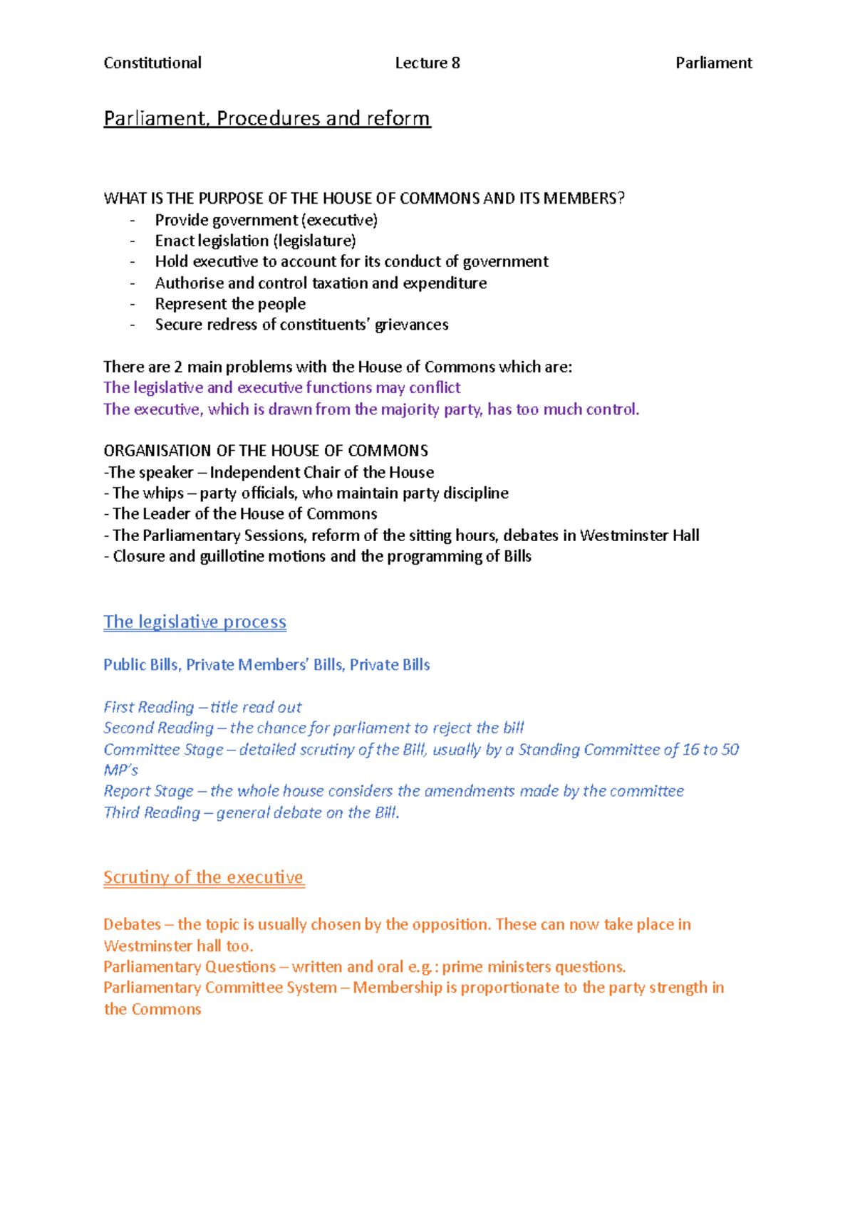 Unit 2 Lecture 4 Parliament - Constitutional Lecture 8 Parliament ...