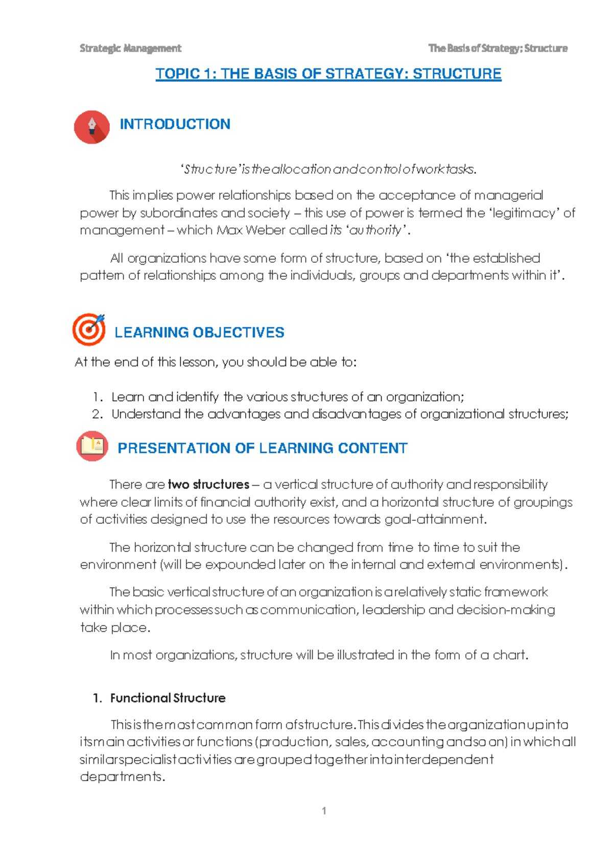 Unit-I Topic-1 The-Basis-of-Strategy-Structure - TOPIC 1: THE BASIS OF ...