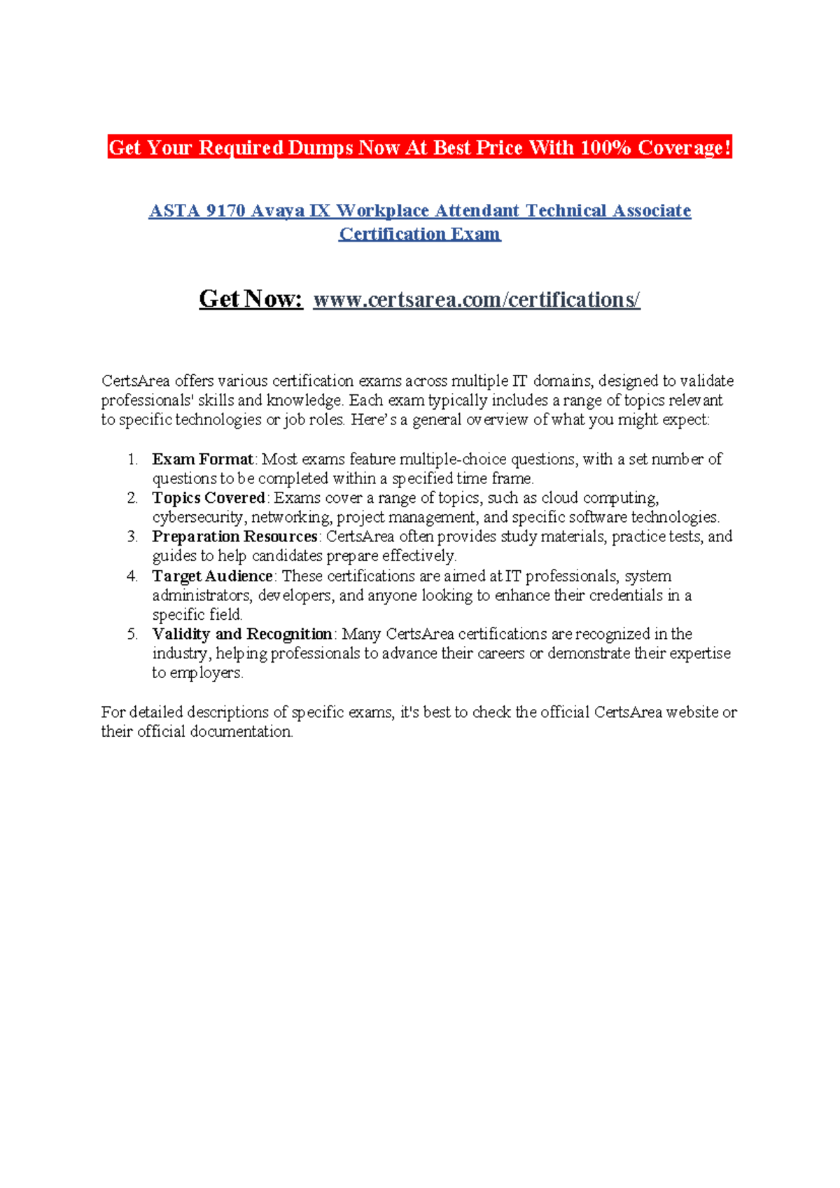 ASTA 9170 Avaya IX Workplace Attendant Technical Associate Certification Exam - Each exam ...