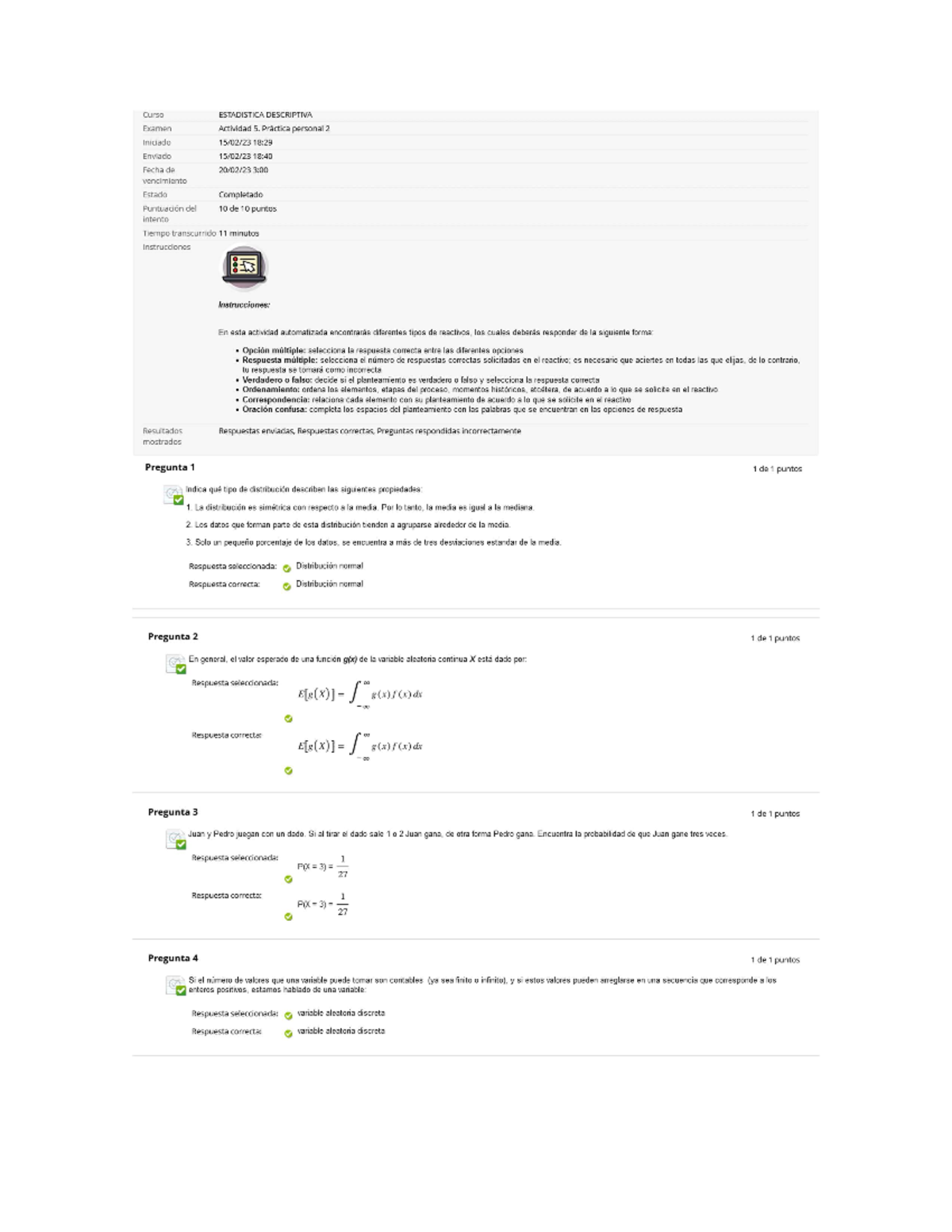 Actividad 5 practica personal 2 - Estadistica descriptiva - Studocu