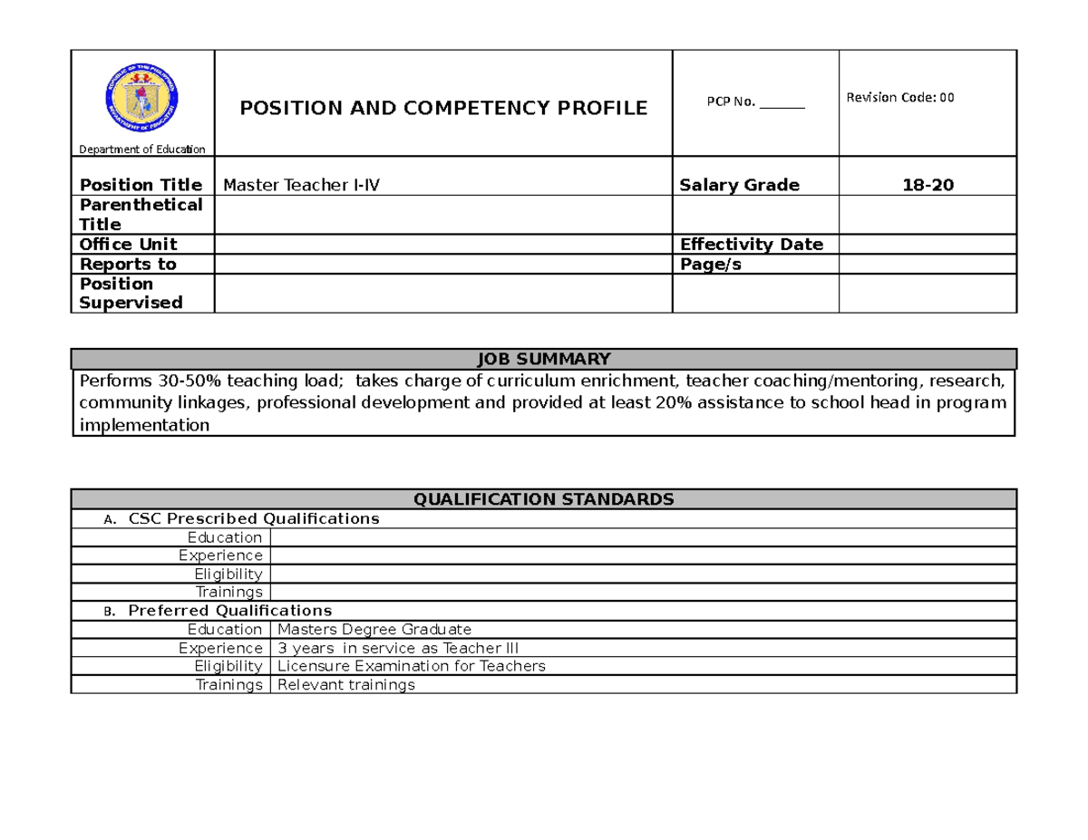 Duties and Responsibilities of MTs - Department of Education POSITION ...