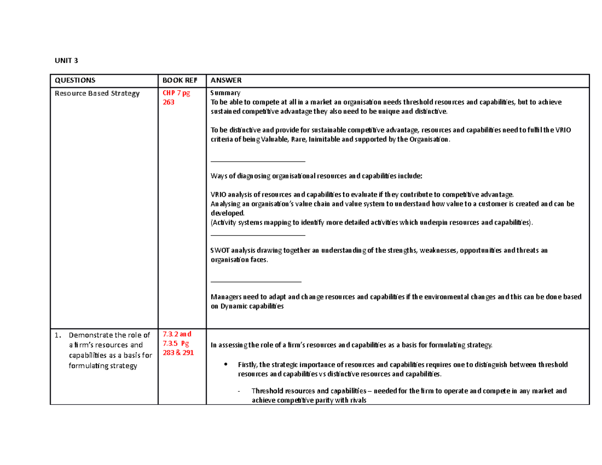 Unit 3 - Lecture notes 3 - UNIT 3 QUESTIONS BOOK REF ANSWER Resource ...