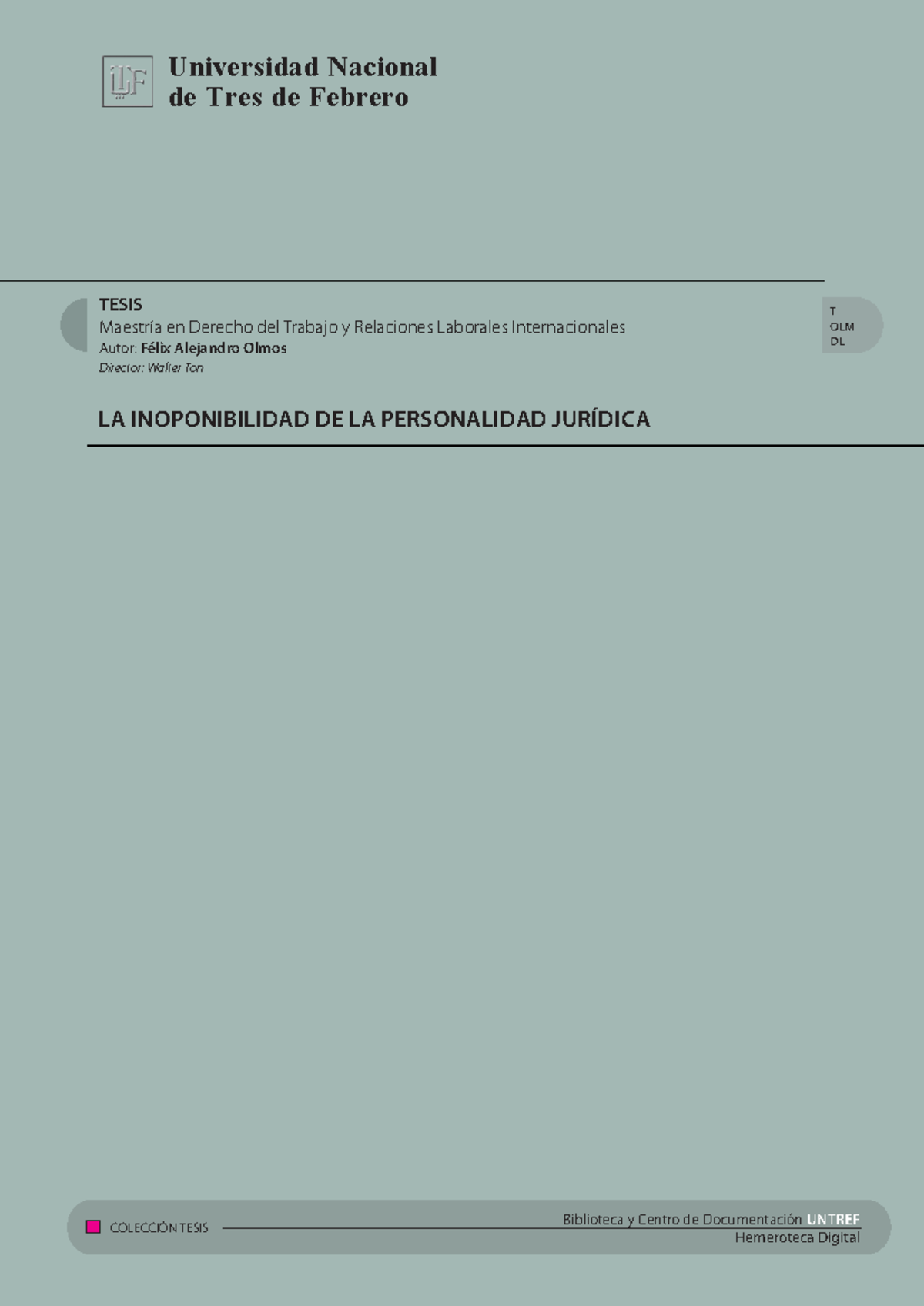 Olmos inoponibilidad de la persona juridica - COLECCIÓN TESIS ...