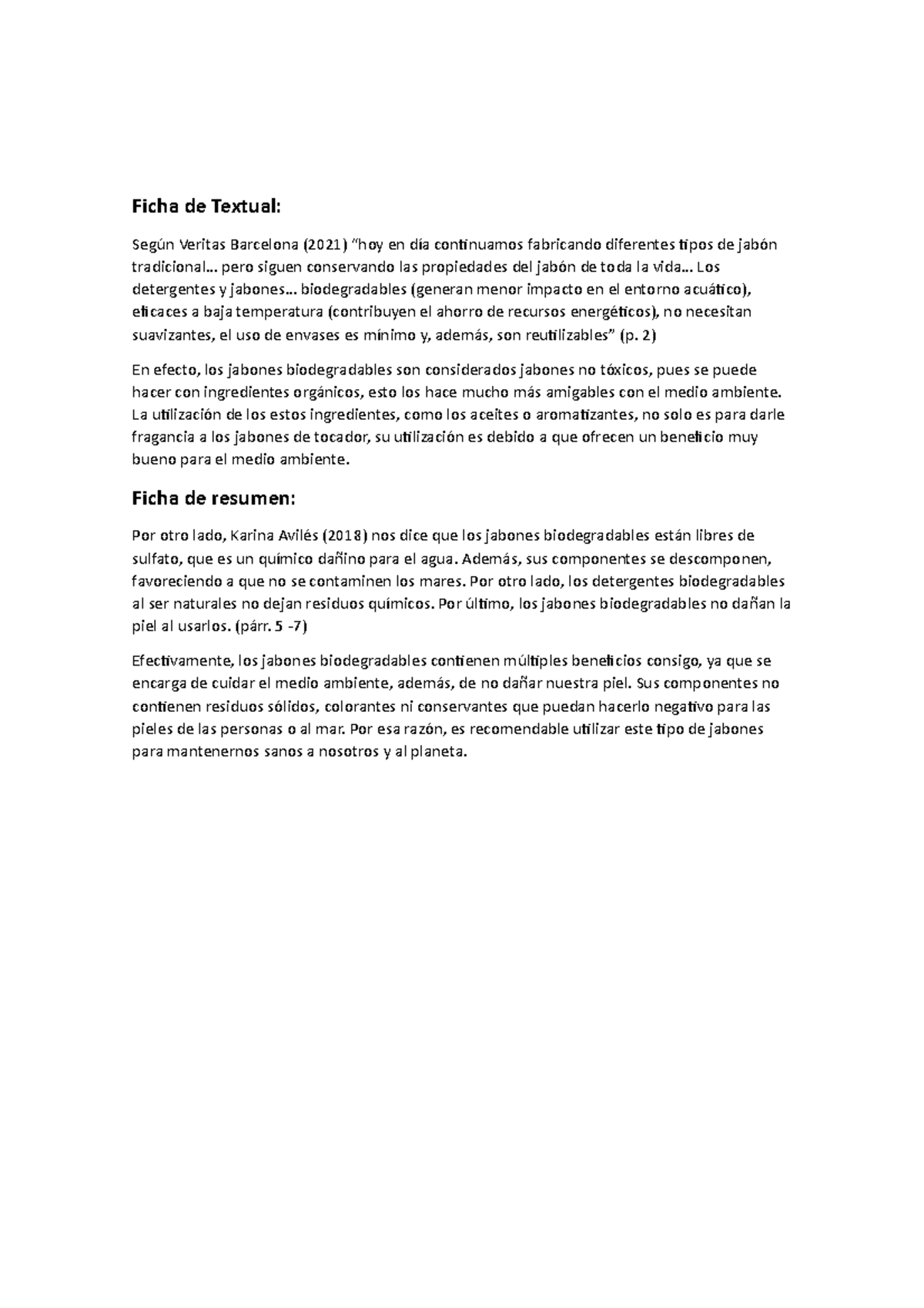 Ficha de Cita Textual y de Resumen - Ficha de Textual: Según Veritas ...