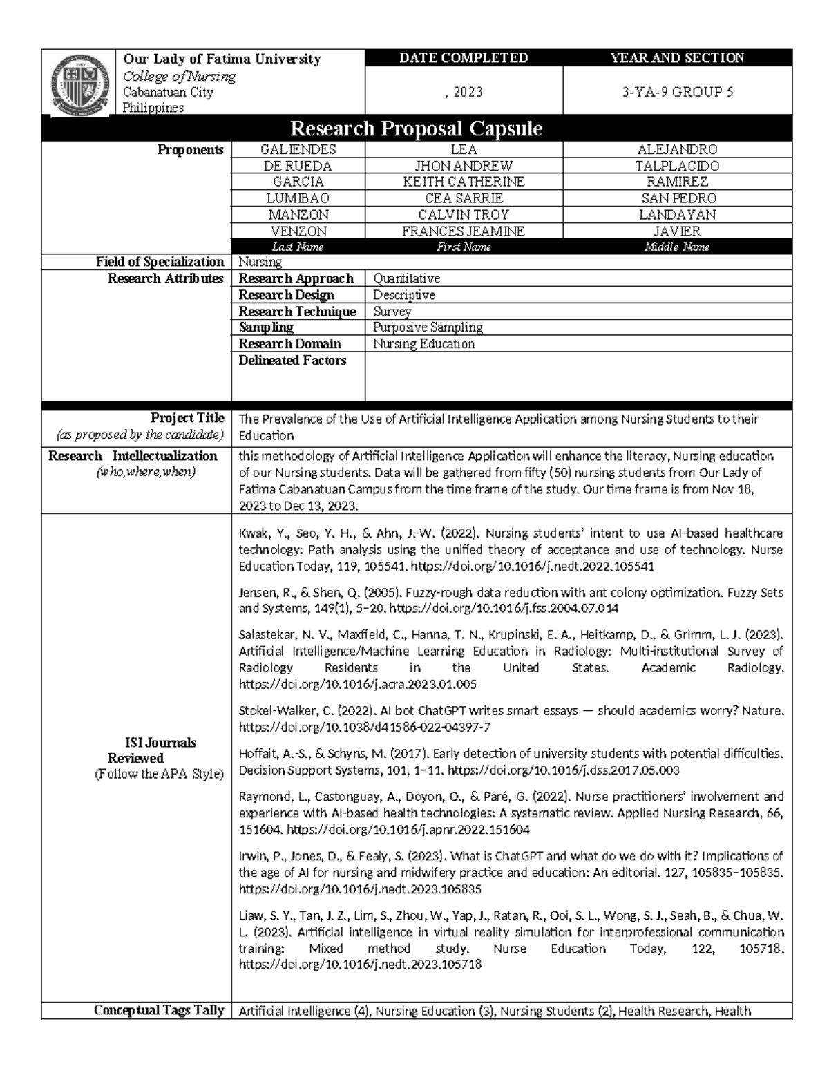 Capsule-G5 - This will serve as Guide - Our Lady of Fatima University ...