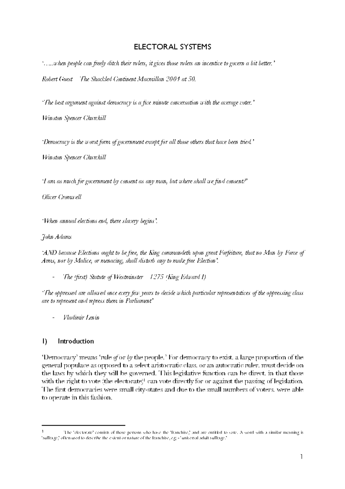 Electoral Systems 2023 - ELECTORAL SYSTEMS ‘.... people can freely ...