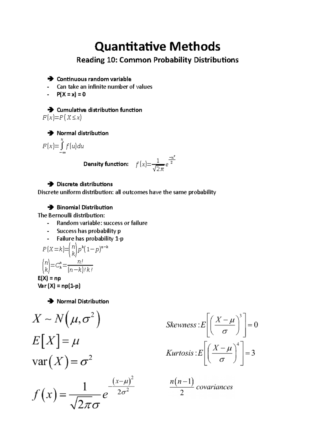 CFA lvl 1 - Reading 10 - Quantitative Methods Reading 10: Common ...
