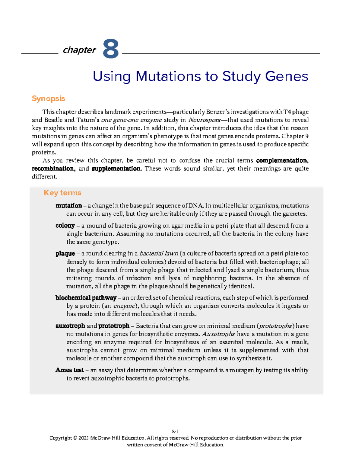 Goldberg Genetics 7e CH08 SMSG pdf - 8- Copyright © 2021 McGraw-Hill ...