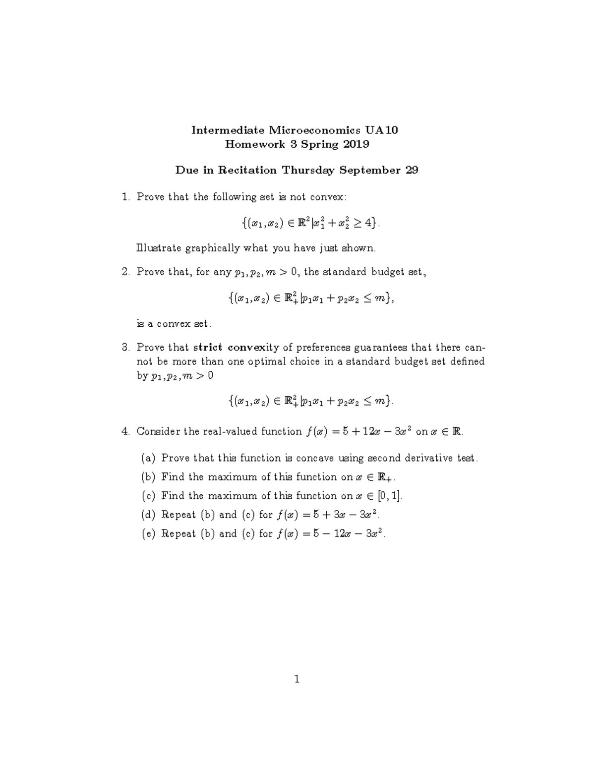 Homework 3 - Professor: Andrew Caplin - Intermediate Microeconomics UA ...