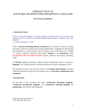 Software architecture patterns - PATTERNS FOR SOFTWARE ARCHITECTURE BY PANKAJ KAMTHAN 1. - Studocu