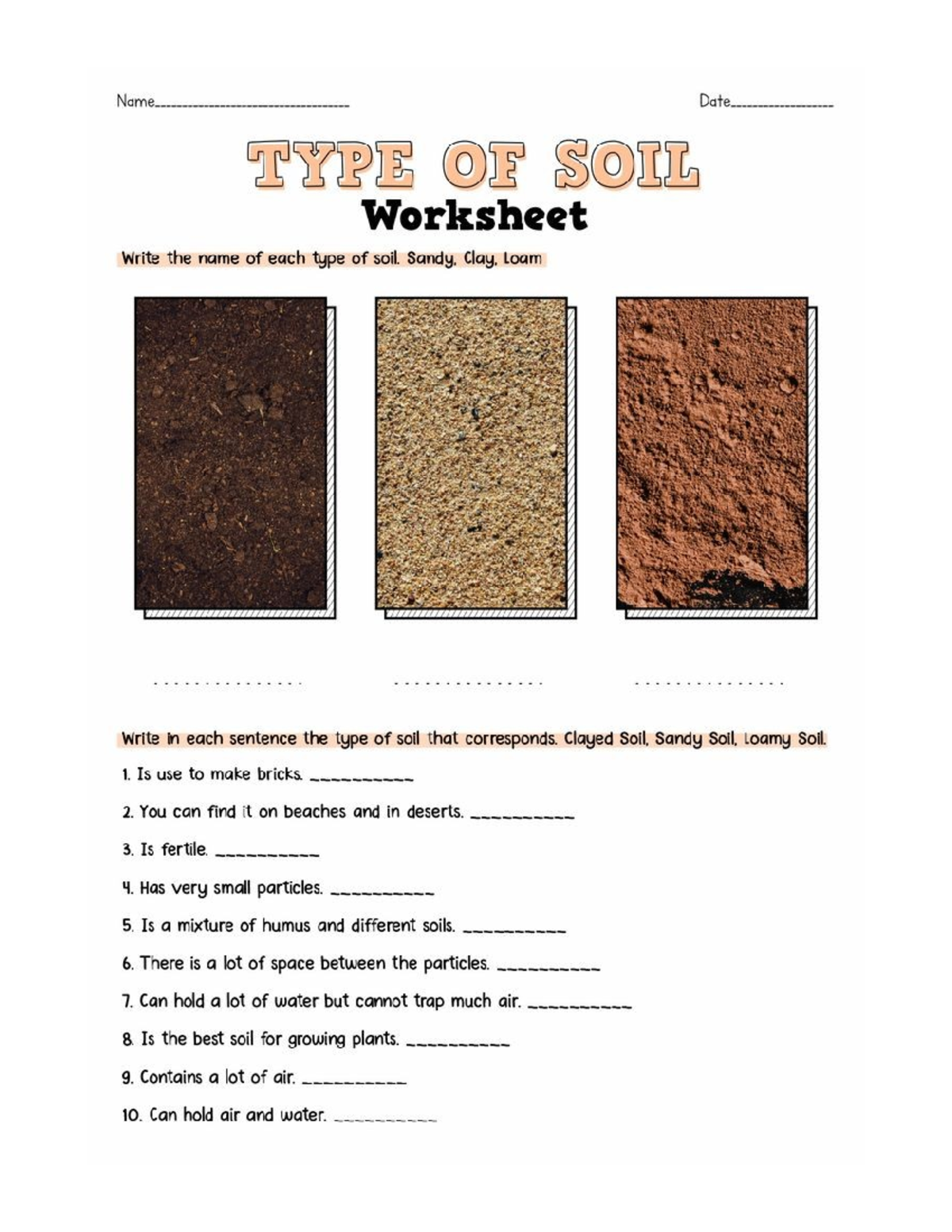 Soil Worksheets - Educational Technology - Studocu