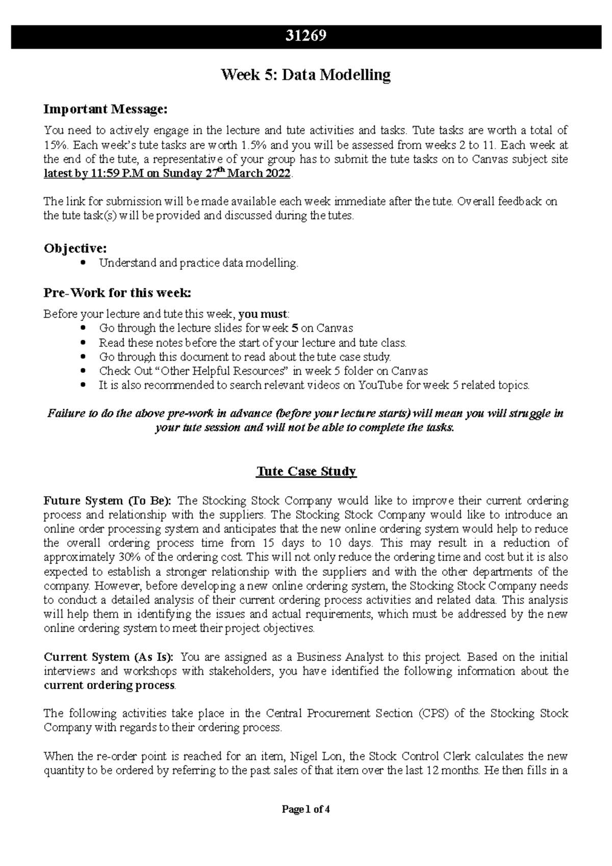 Week 5 Tutorial Tasks - Data Modelling - Week 5: Data Modelling ...