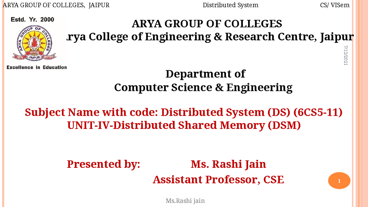 6CS5 DS Unit-4 - unit 4 ppt - Department of Computer Science & Engineering ARYA GROUP OF - Studocu
