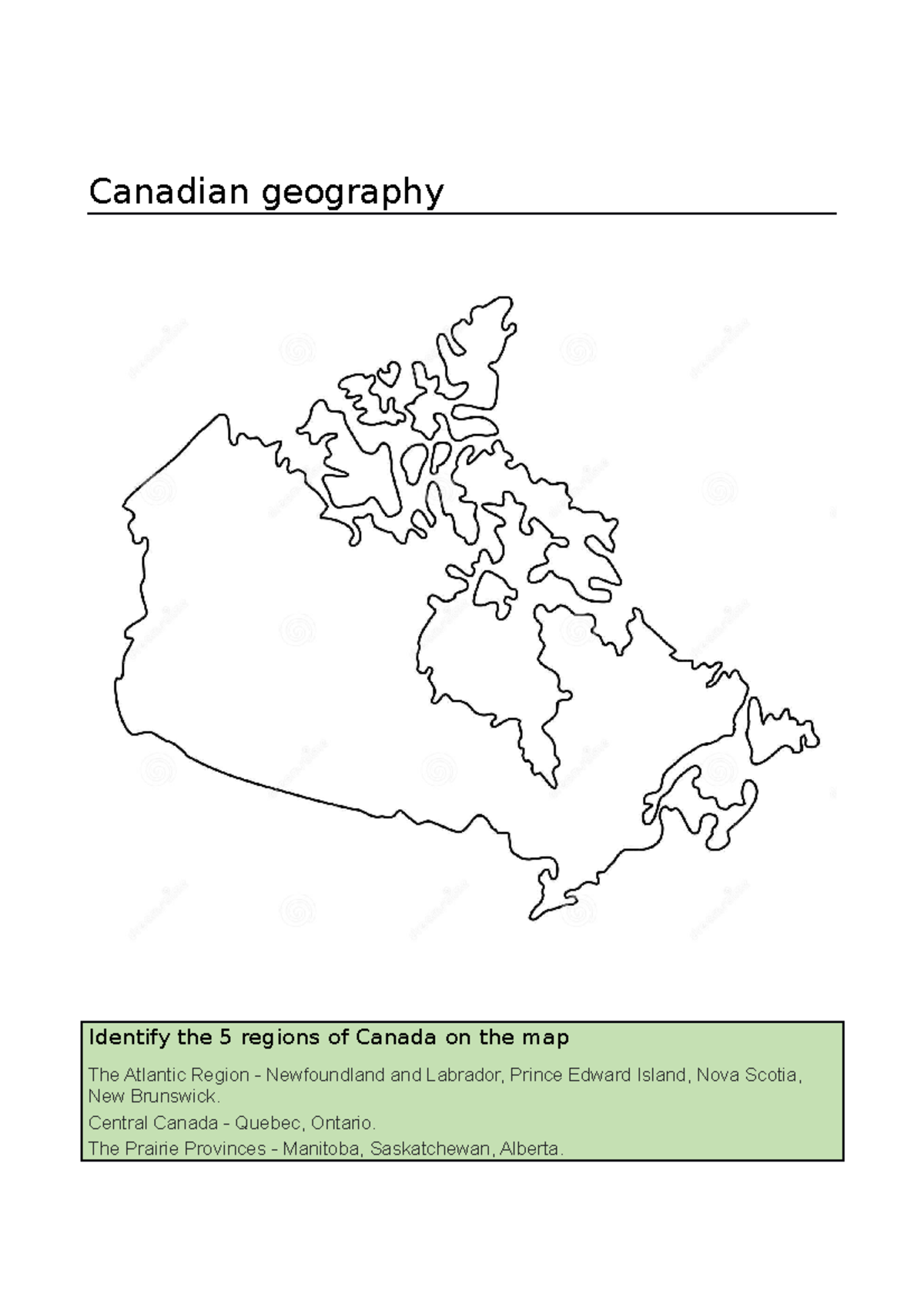 Canadian geography - Canadian geography Identify the 5 regions of ...