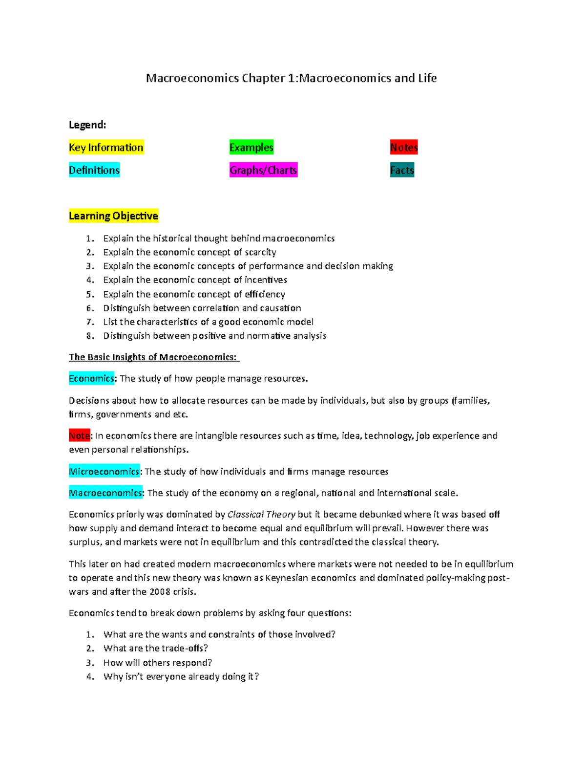 Chapter 1 Macroeconomics and Life - Macroeconomics Chapter 1 ...