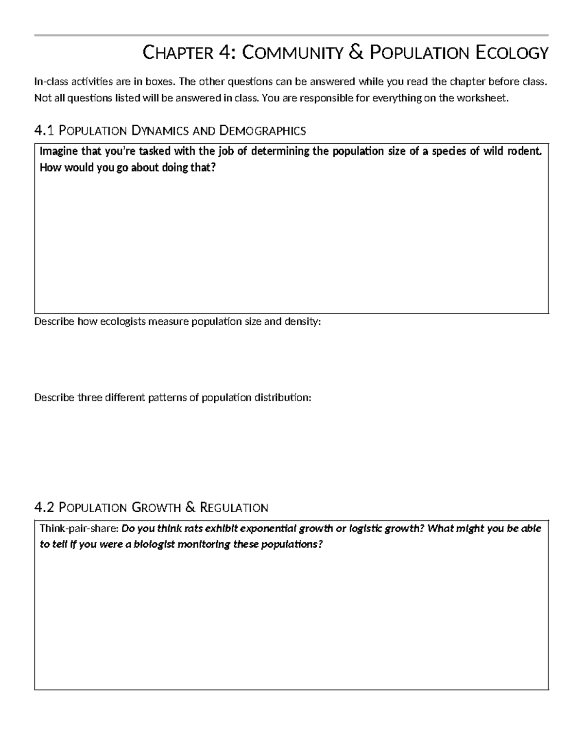 Chapter 4 Worksheet - .helllllloooo - CHAPTER 4: COMMUNITY & POPULATION ...