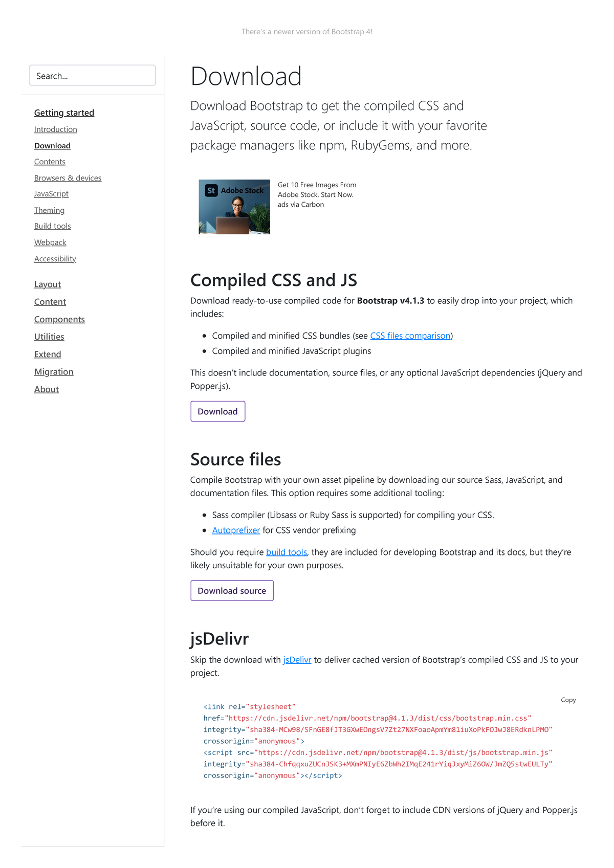 Download · Bootstrap - There's a newer version of Bootstrap 4! Download Download Bootstrap to ...