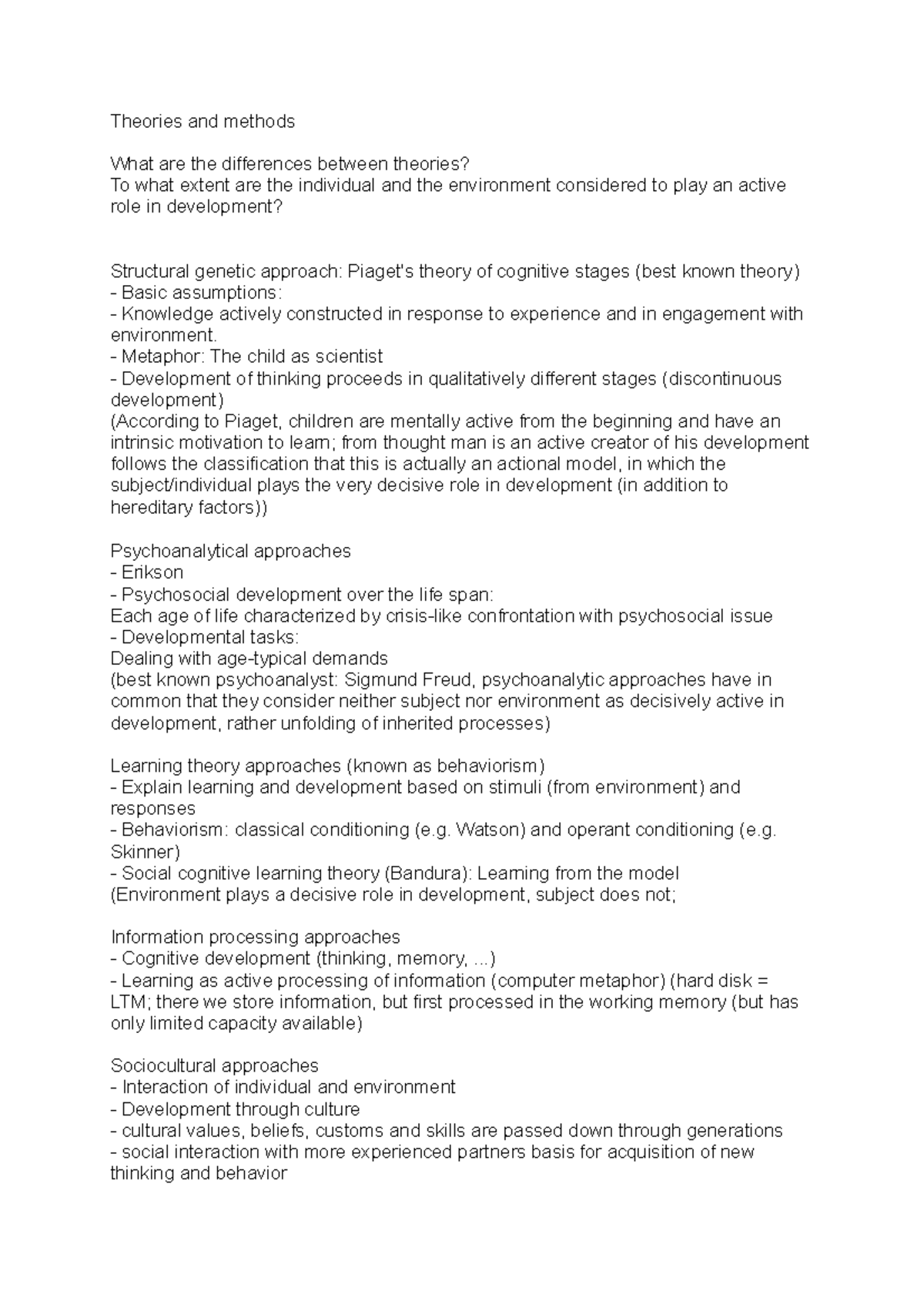 Theories and methods - Semester notes - Theories and methods What are ...