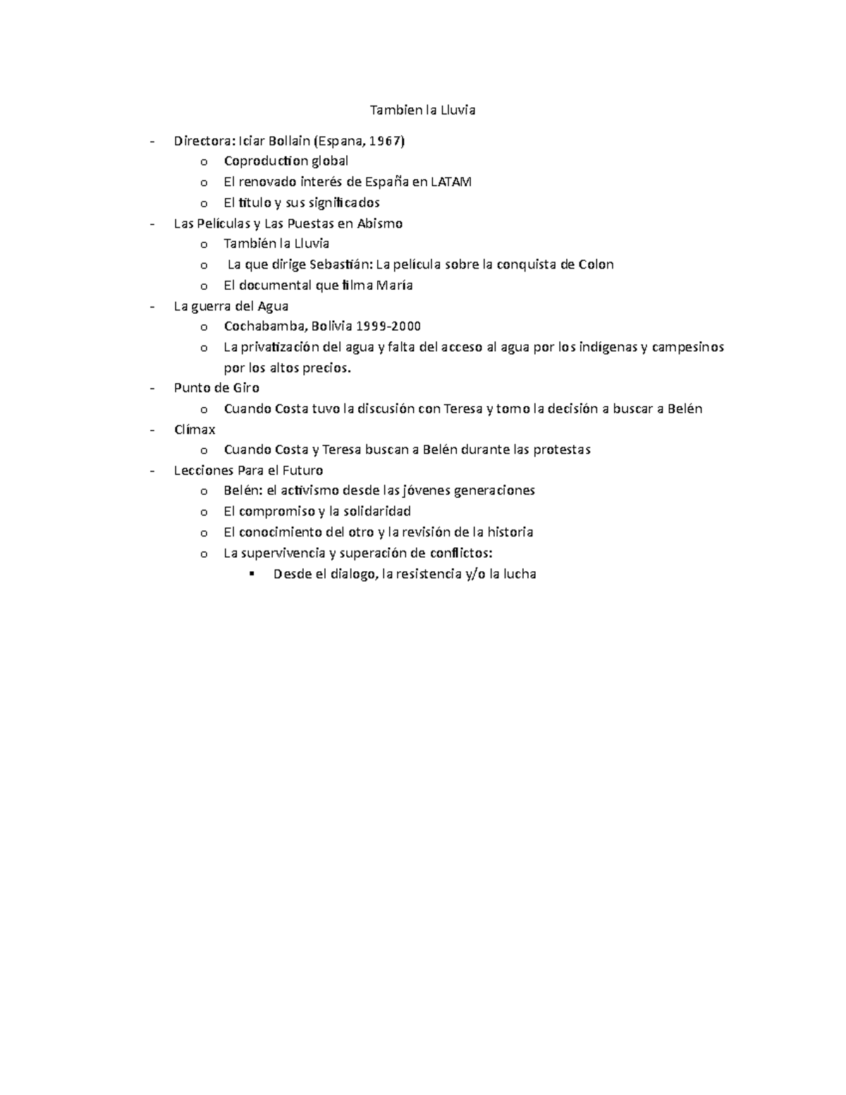 Tambien la Lluvia - Film Notes - Tambien la Lluvia Directora: Iciar ...