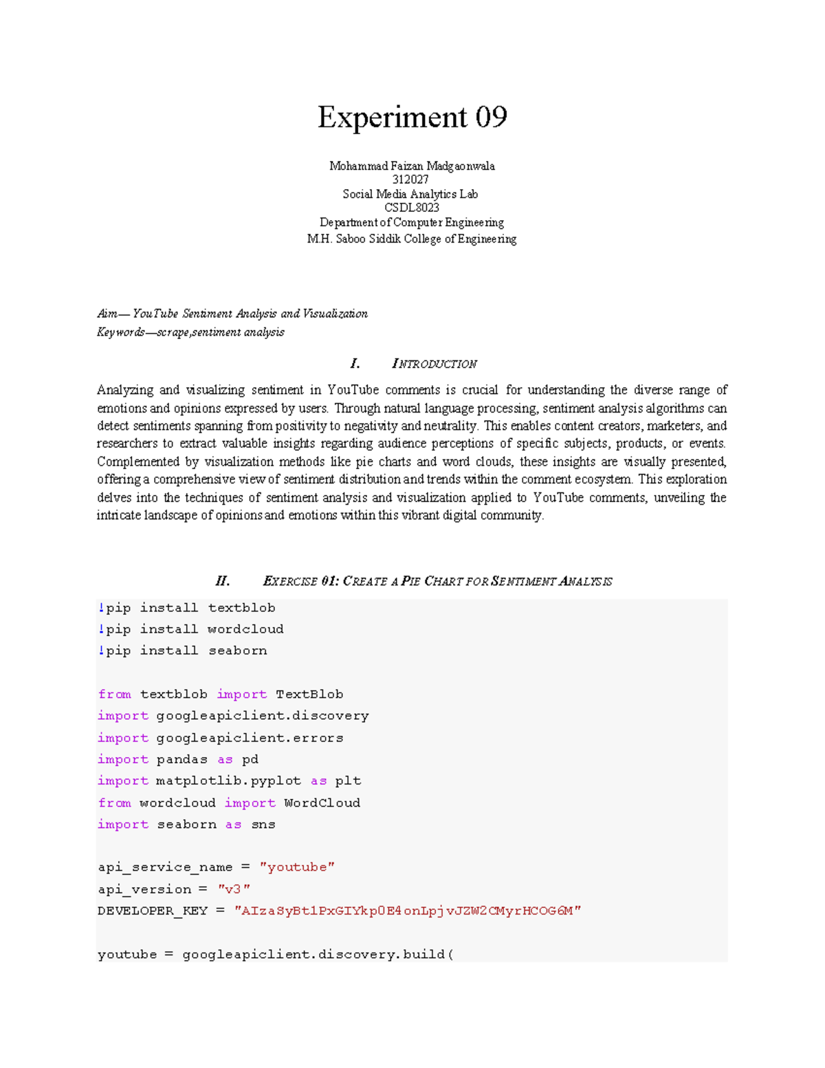 EXP9 - exp9 - Experiment 09 Mohammad Faizan Madgaonwala 312027 Social Media Analytics Lab CSDL ...