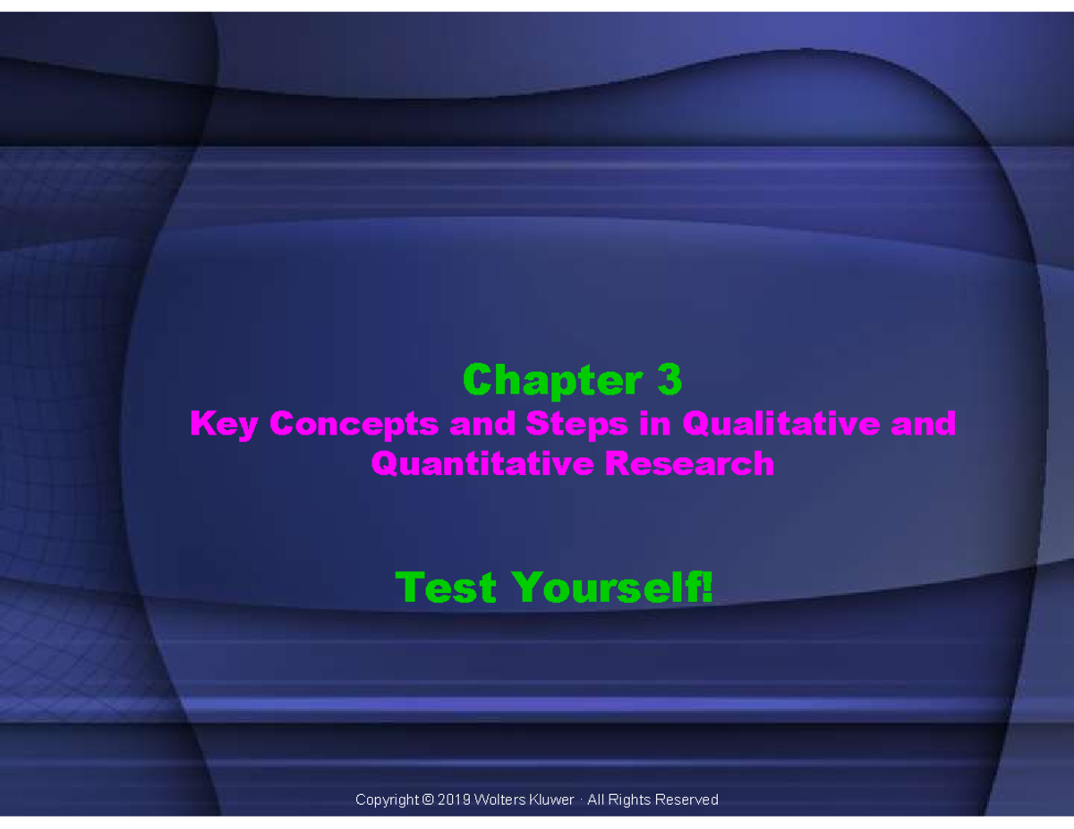 3 ST - Steps in Qual and Quant - Chapter 3 Key Concepts and Steps in ...