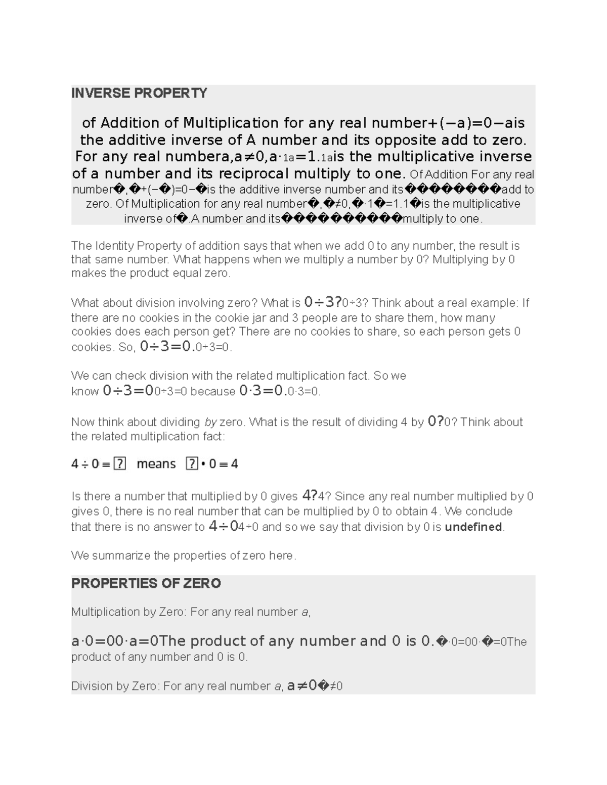 Ch 1.5- Inverse Property - INVERSE PROPERTY of Addition of ...