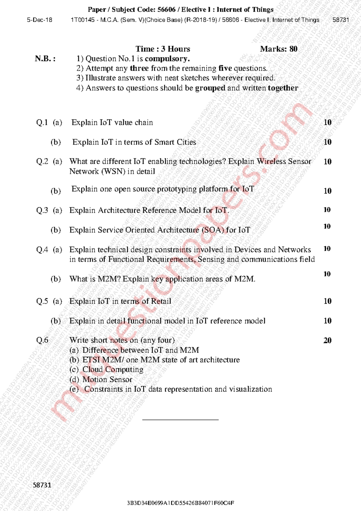 MCA SEM5 IOT- Cbcgs DEC18 - 58731 Time : 3 Hours Marks: 80 N. : 1 ...