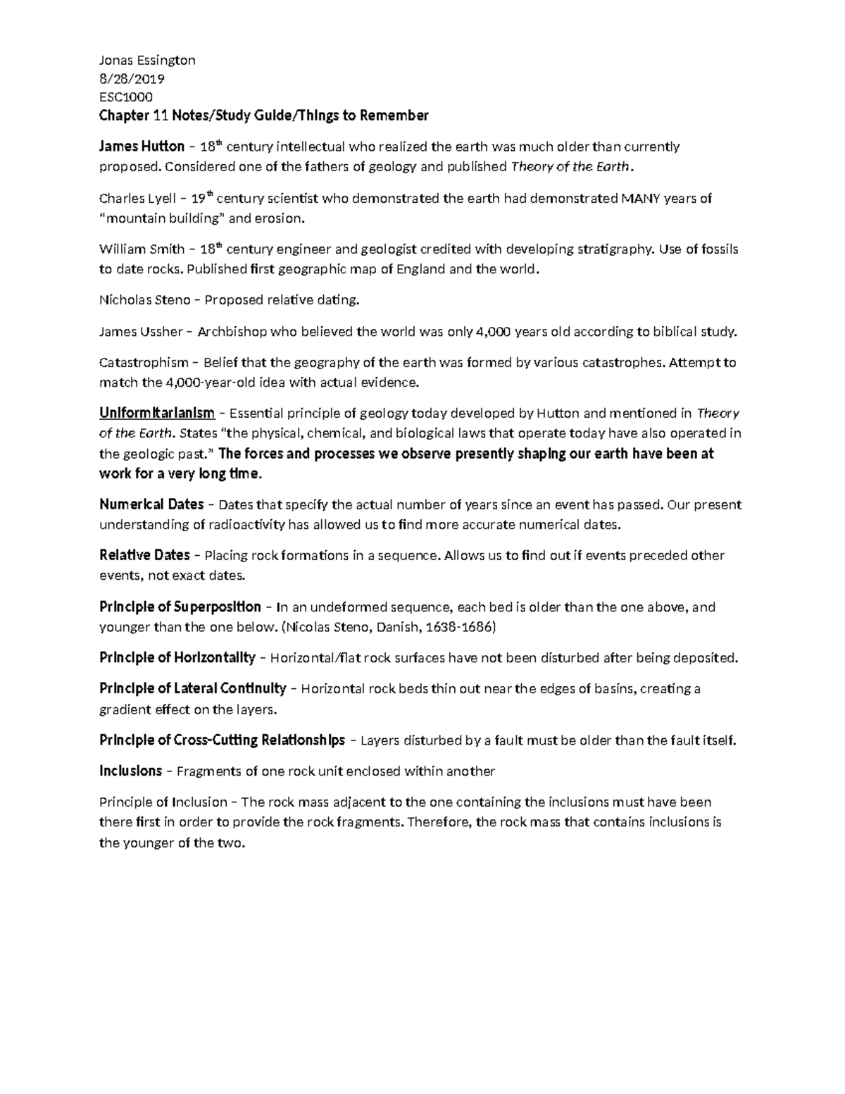 Chapter 11 Notes - Jonas Essington 8/28/ ESC Chapter 11 Notes/Study ...