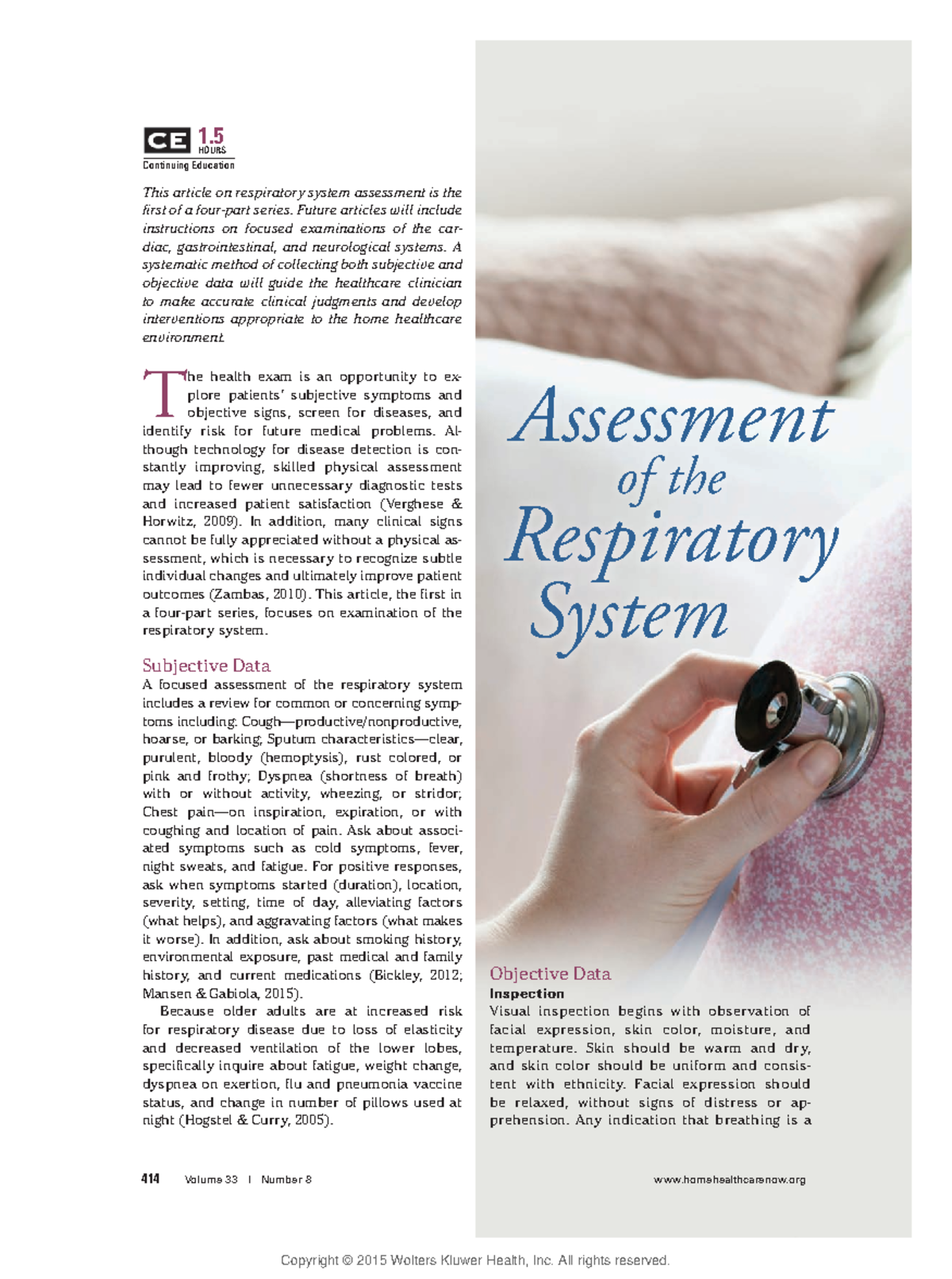Assessment of the Respiratory System - This article on respiratory ...