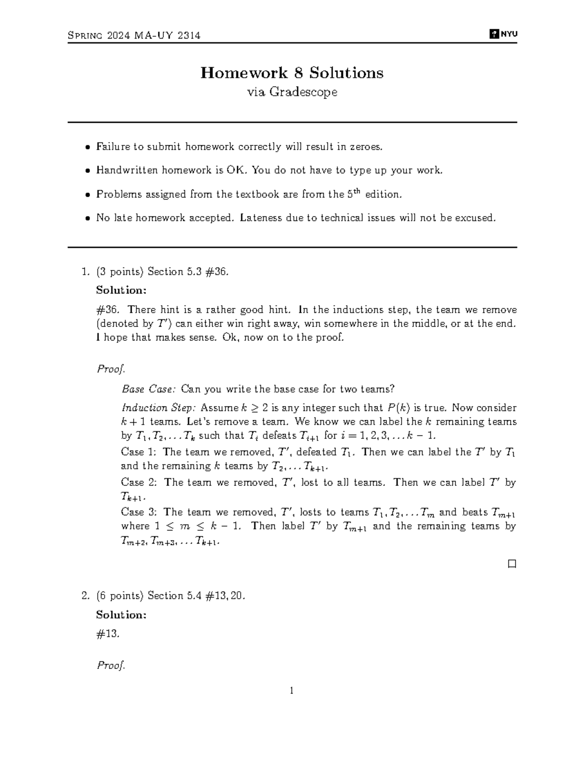 Homework 8 Solutions - Homework 8 Solutions via Gradescope Failure to submit homework correctly ...