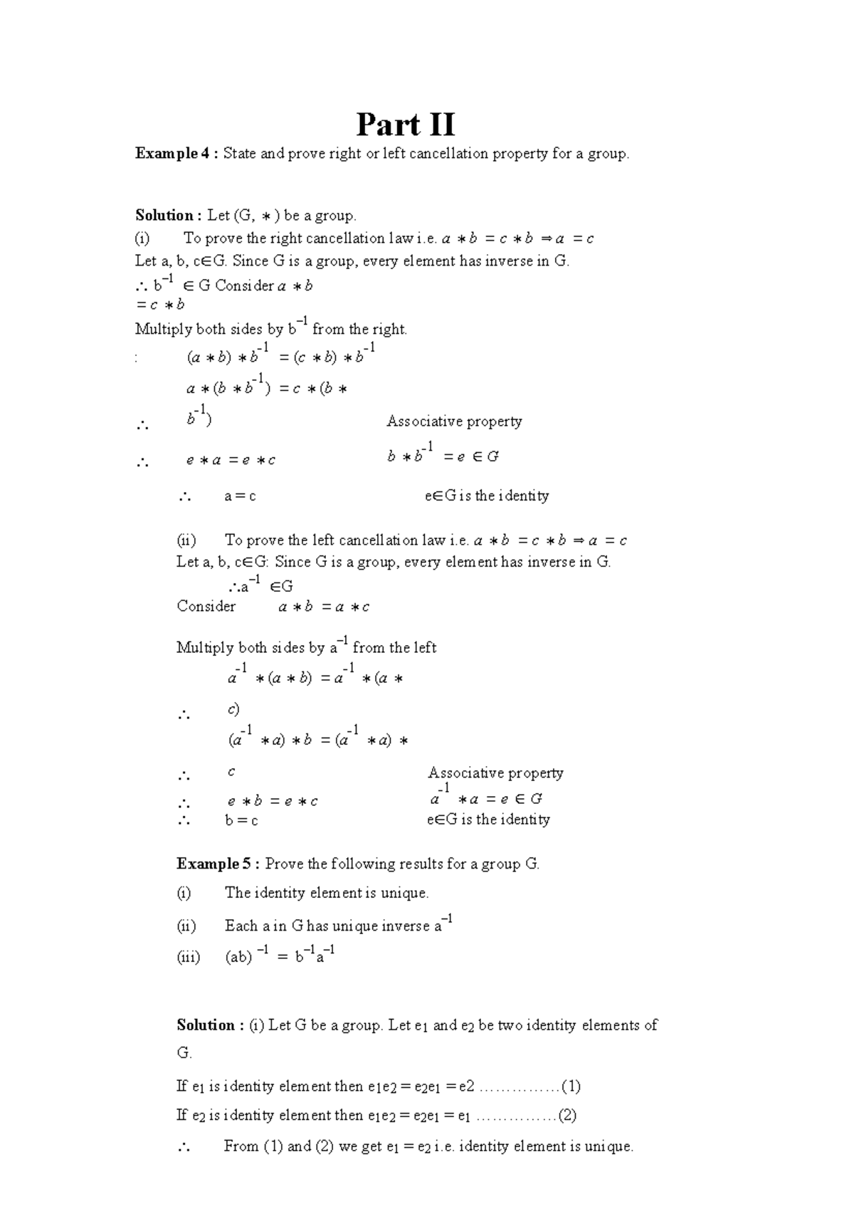 Unit Iii Discrete Maths Part Ii Group Theory` Part Ii Example 4 State And Prove Right Or