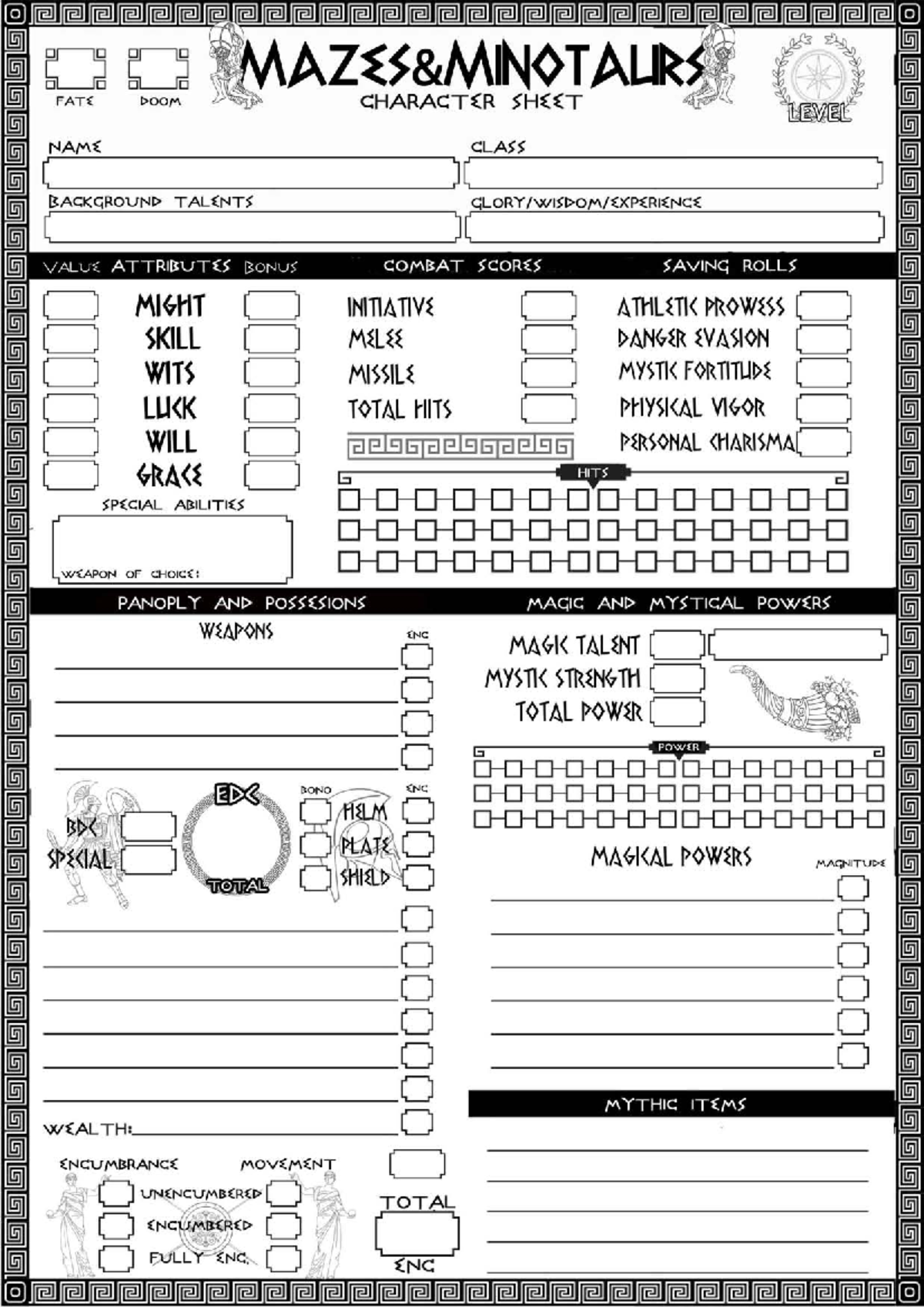 Mmsheet 6 - MAZMINOTALRS FATE DOOM CHARACTER SHEET LEVEL NAME CLASS ...