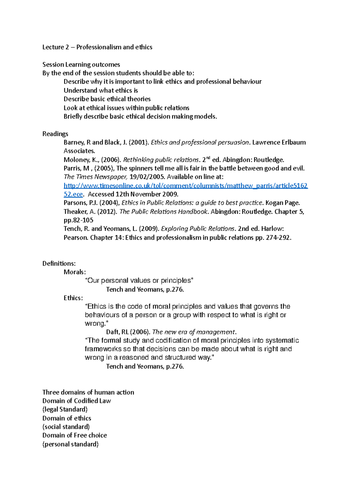 Lecture 2 – Professionalism and ethics - Lecture 2 – Professionalism ...