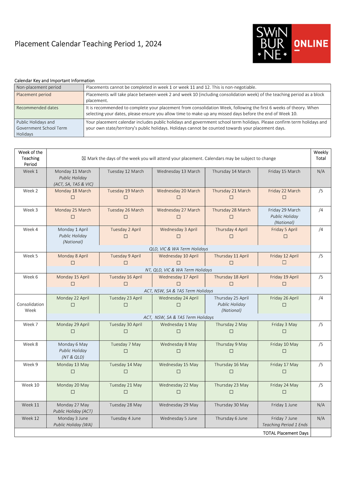 2024 TP1 Placement Calendar - Placement Calendar Teaching Period 1 ...